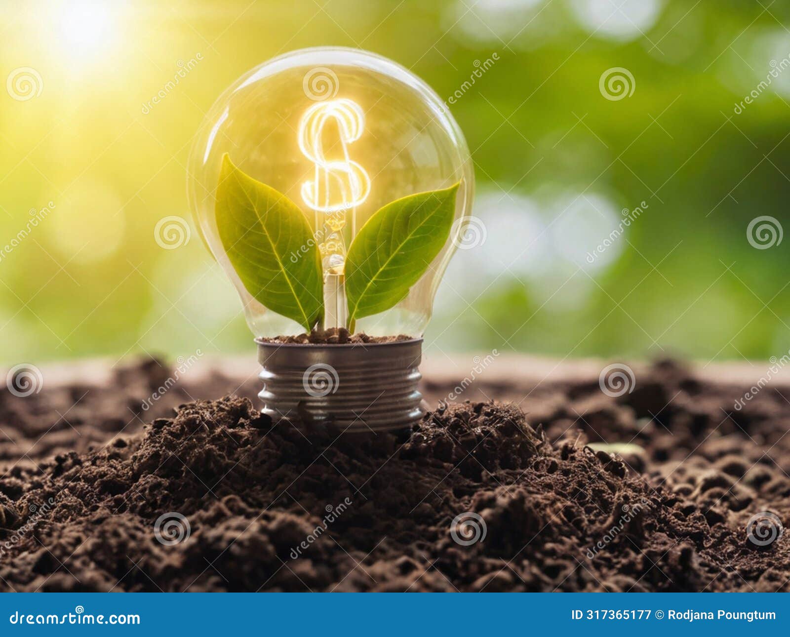 Tree in Light Bulb Trees Growing on the Ground Stock Illustration ...