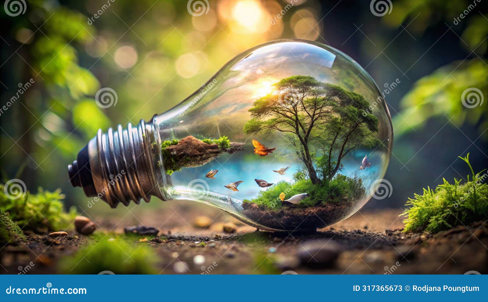 Tree in Light Bulb Trees Growing on the Ground Stock Image - Image of ...