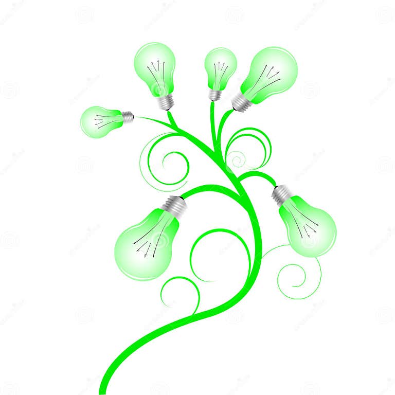 Tree with light bulbs stock vector. Illustration of glowing - 8286369