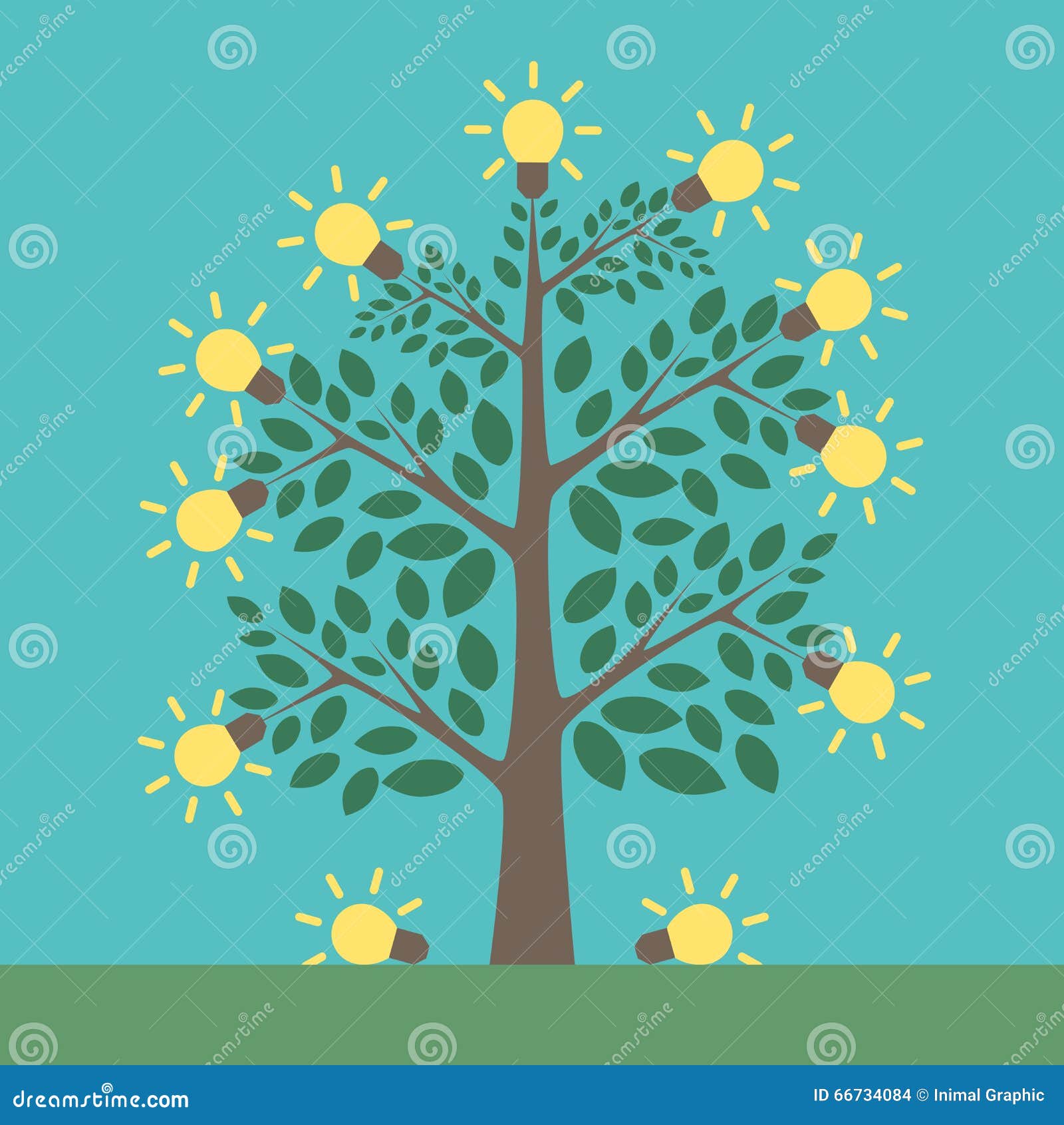 Tree and light bulbs stock vector. Illustration of inspire - 66734084