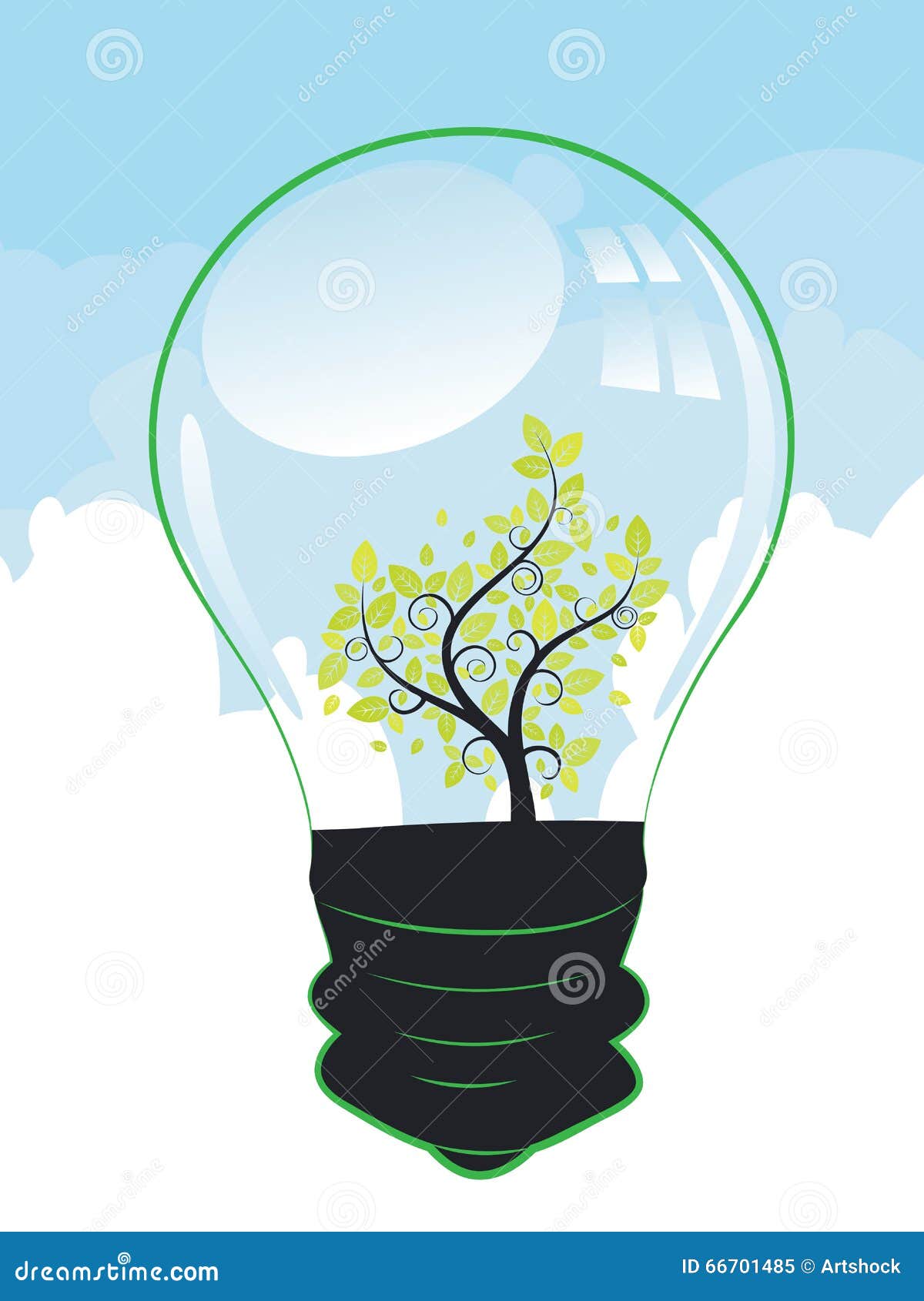 Tree in a Lightbulb stock illustration. Illustration of shine - 66701485