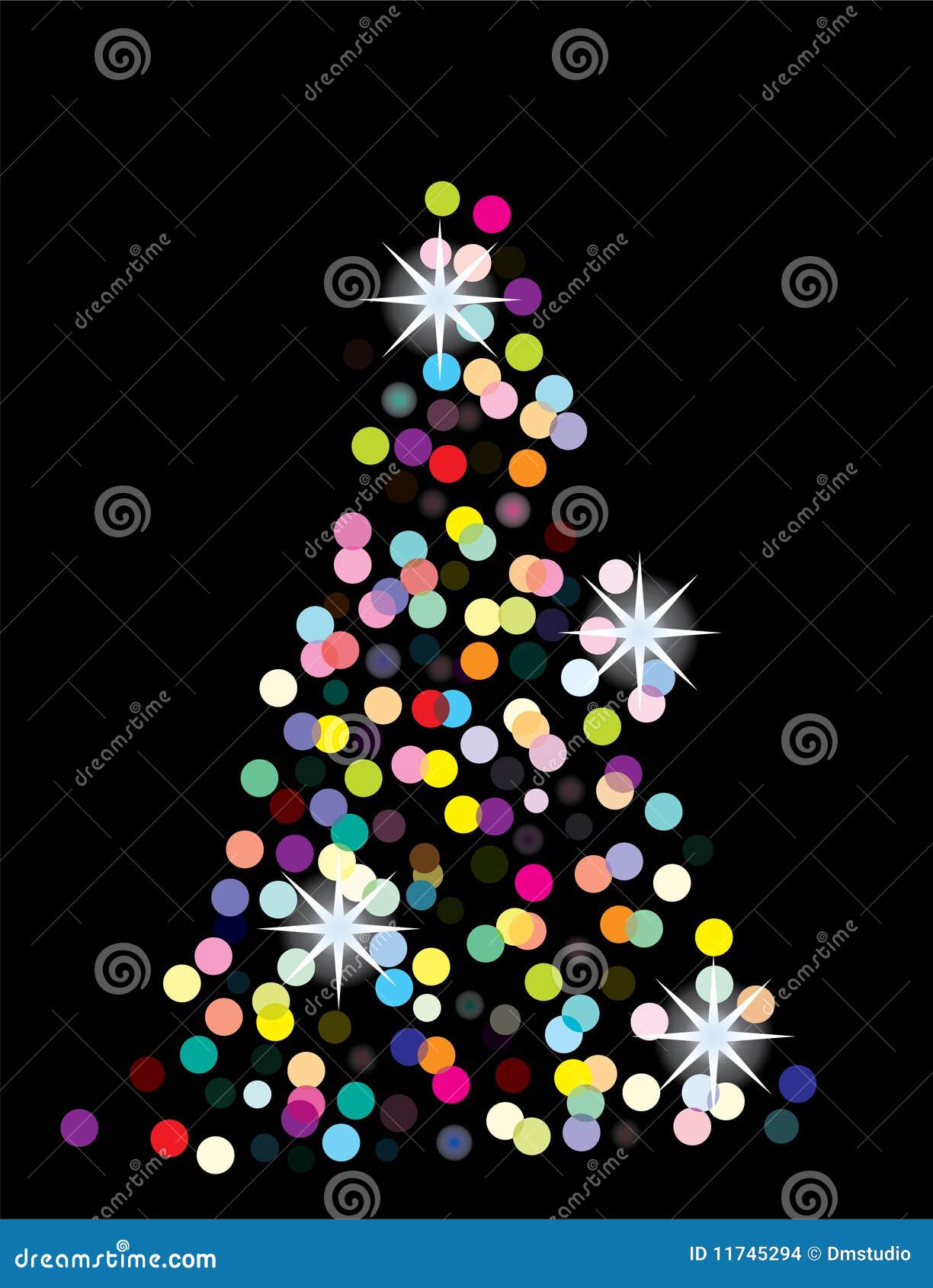 Tree with lights stock vector. Illustration of seasonal - 11745294