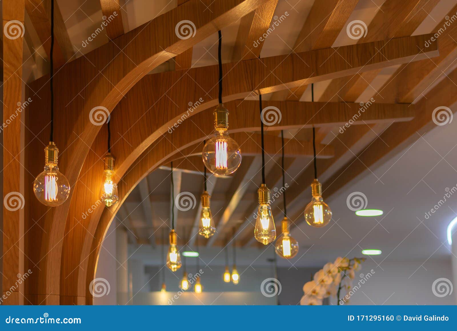 Tree of Lights in on Wooden Structure Stock Photo - Image of display ...
