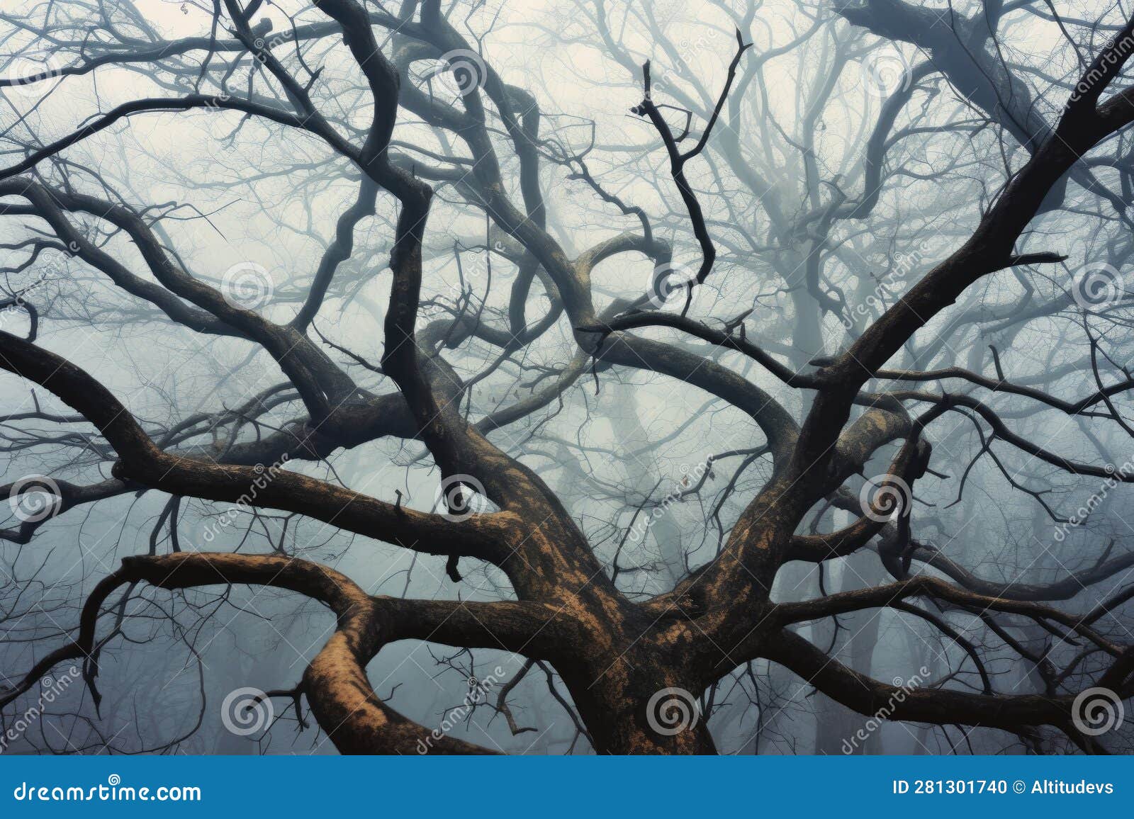Tree Limbs Creating Abstract Patterns in Fog Stock Illustration ...