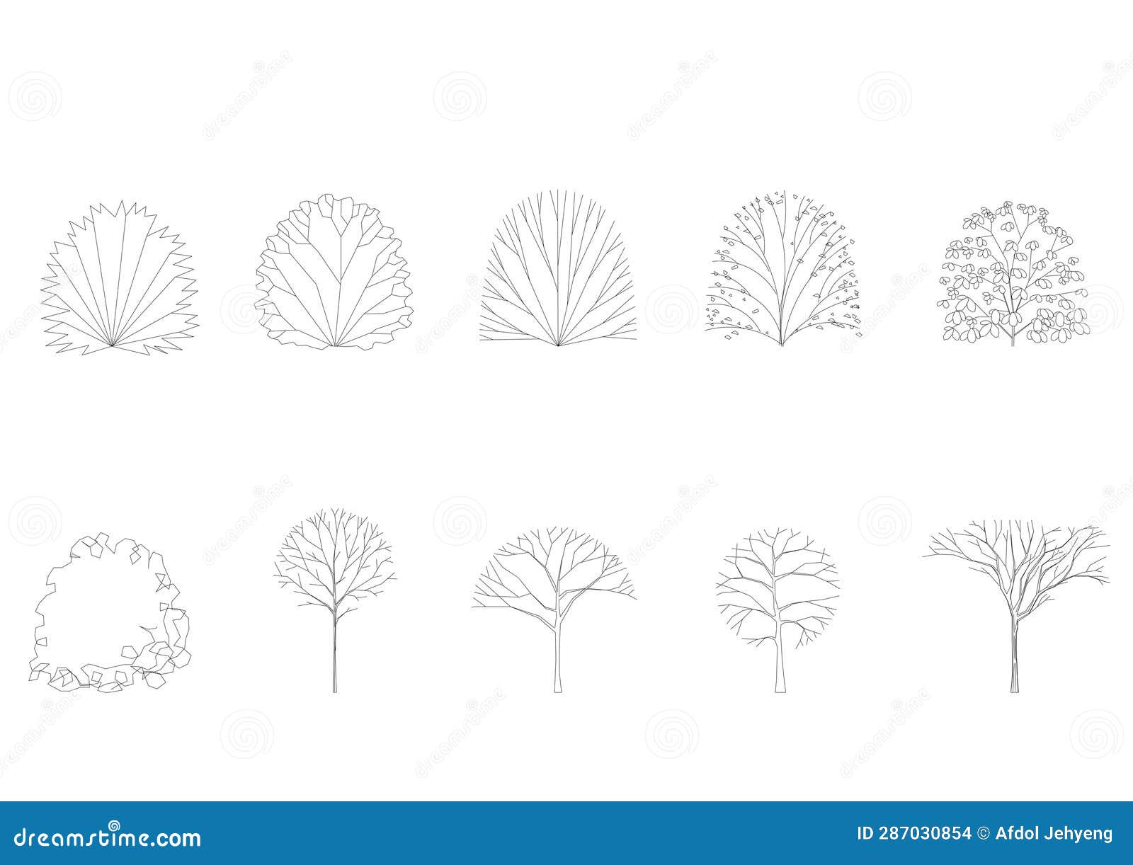 Tree Line Drawing Side View Graphics Stock Vector - Illustration of ...