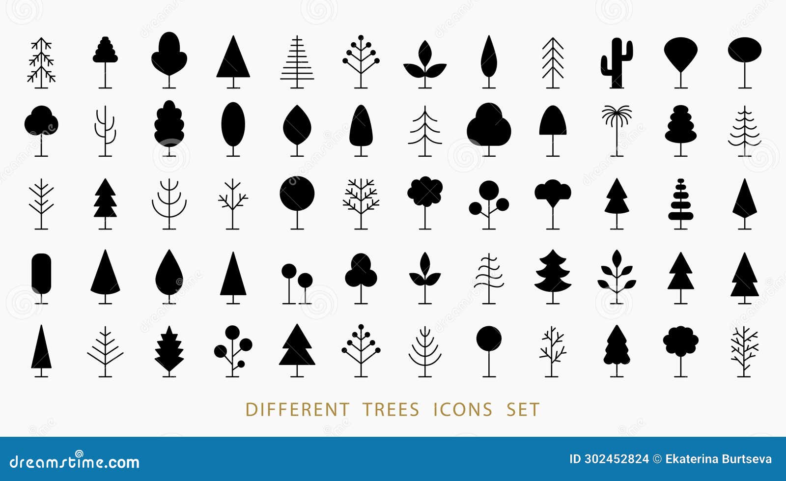 Tree Line Icon Set. Vector Logo Shapes Collection Stock Vector ...