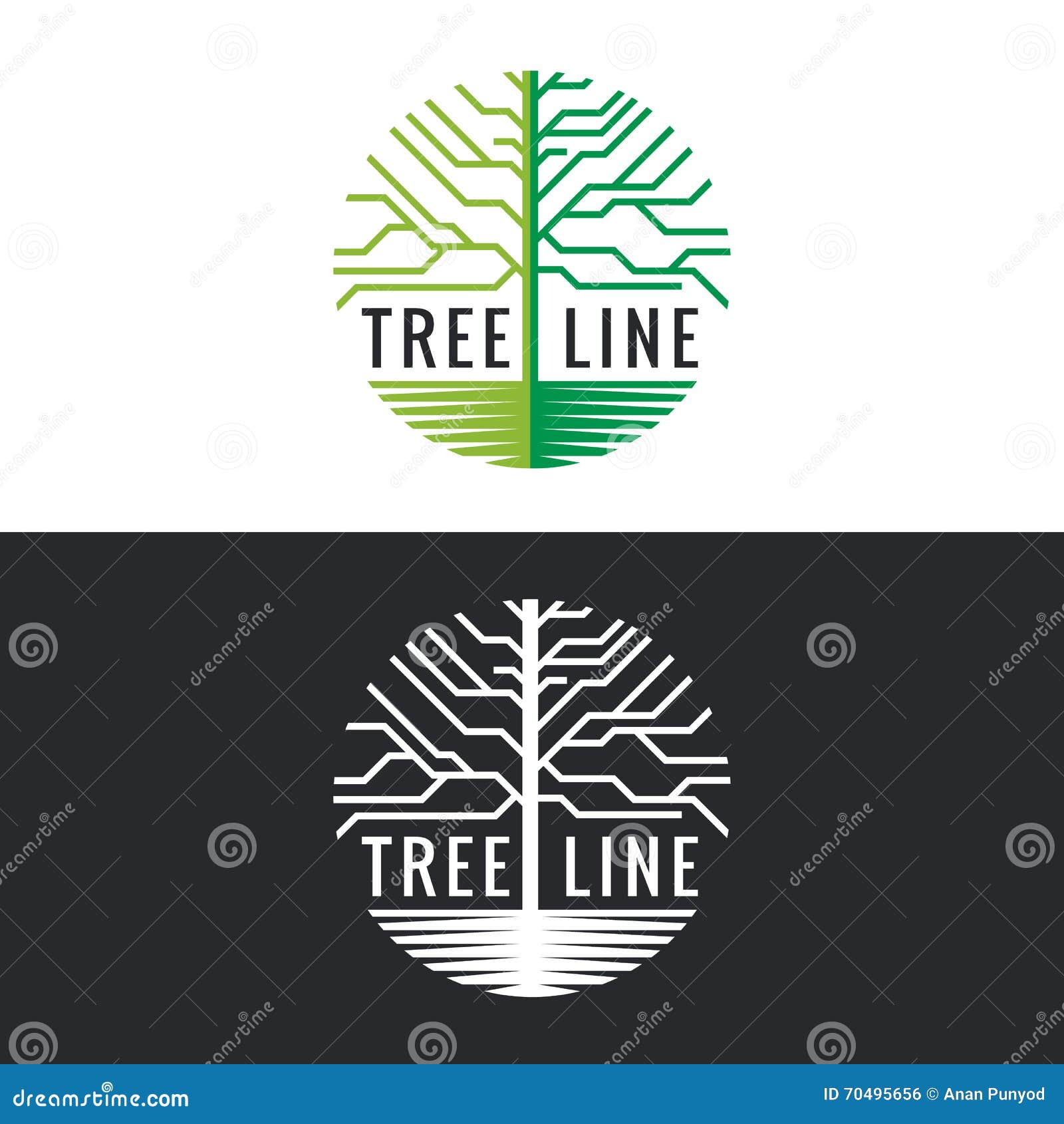 Tree Line Logo Circle Vector Art Design Stock Vector - Illustration of ...