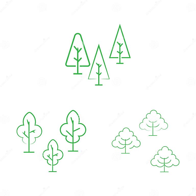 Tree Line Logo Template Vector Symbol Stock Vector - Illustration of ...