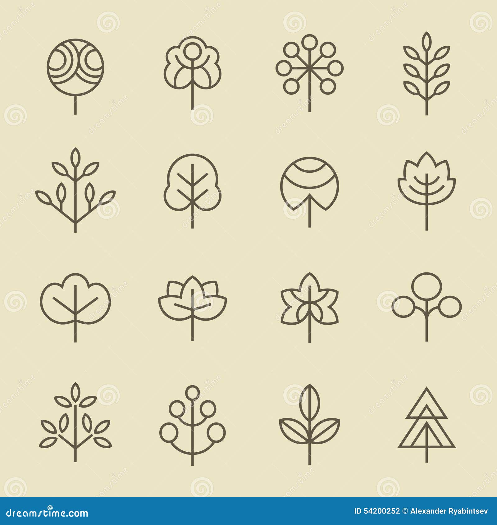 Tree linear icon set stock vector. Illustration of organic - 54200252