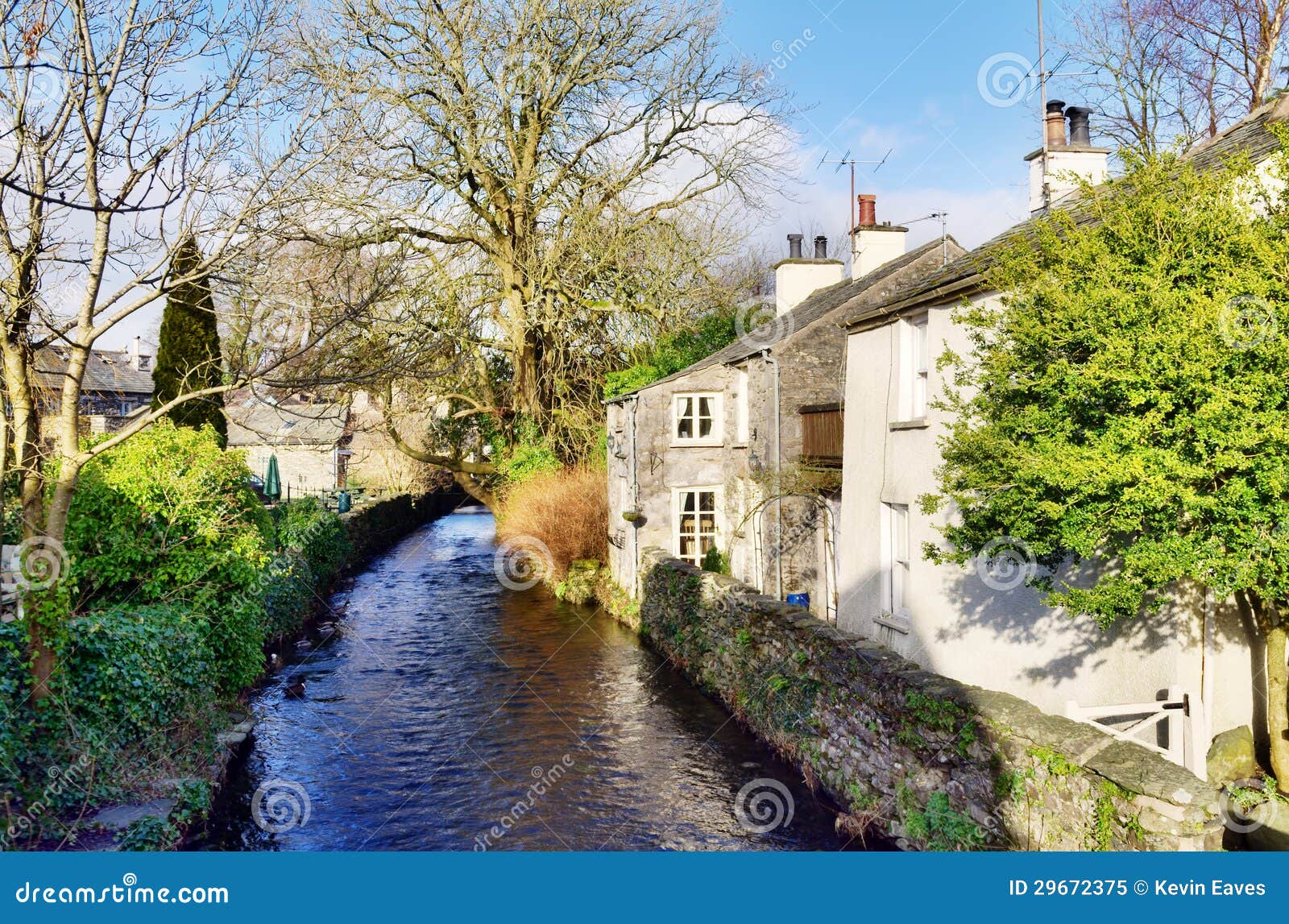 Tree Lined Stream in Cartmel, Cumbria Stock Image - Image of ...
