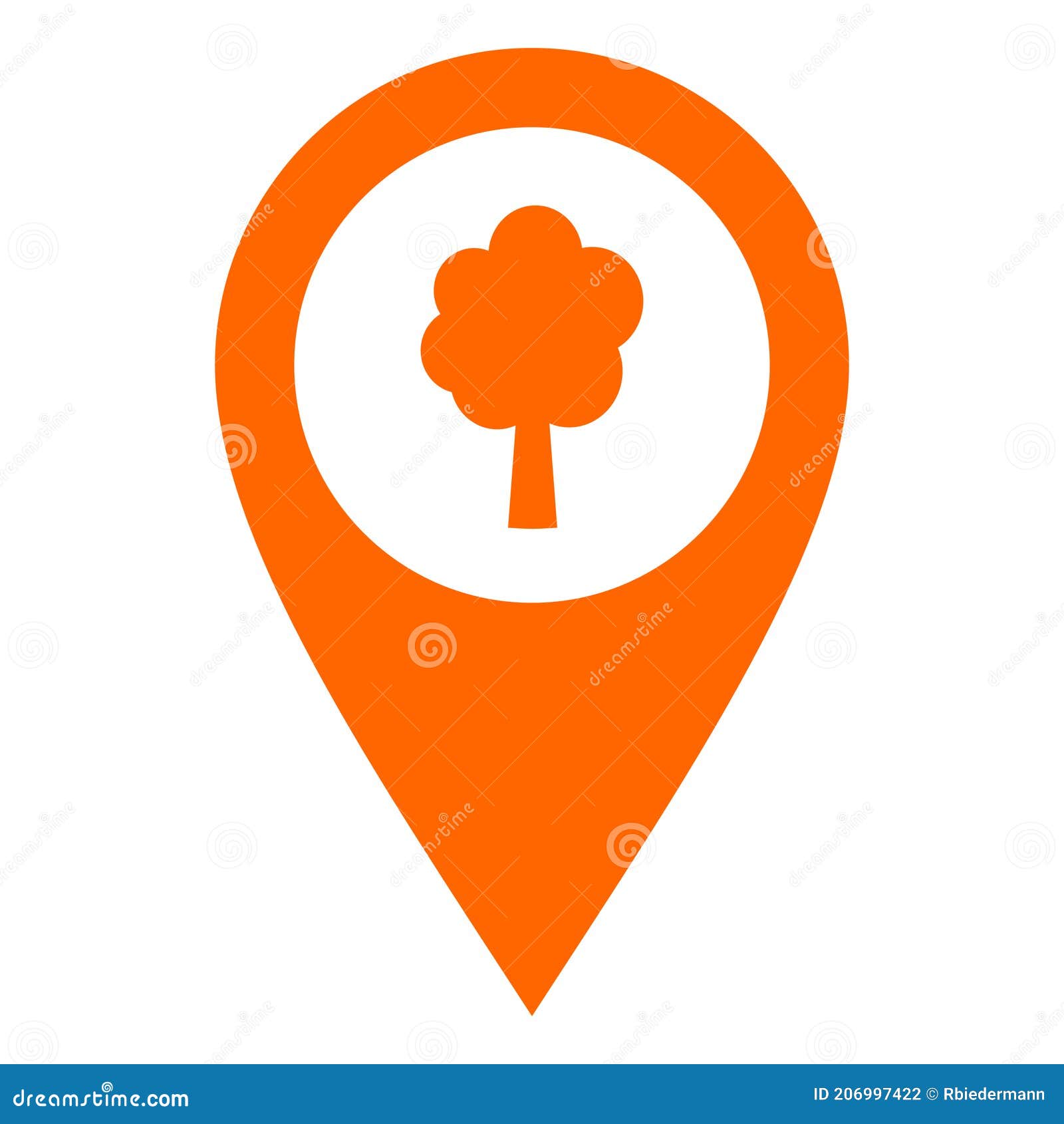 Tree and location pin stock vector. Illustration of tree - 206997422