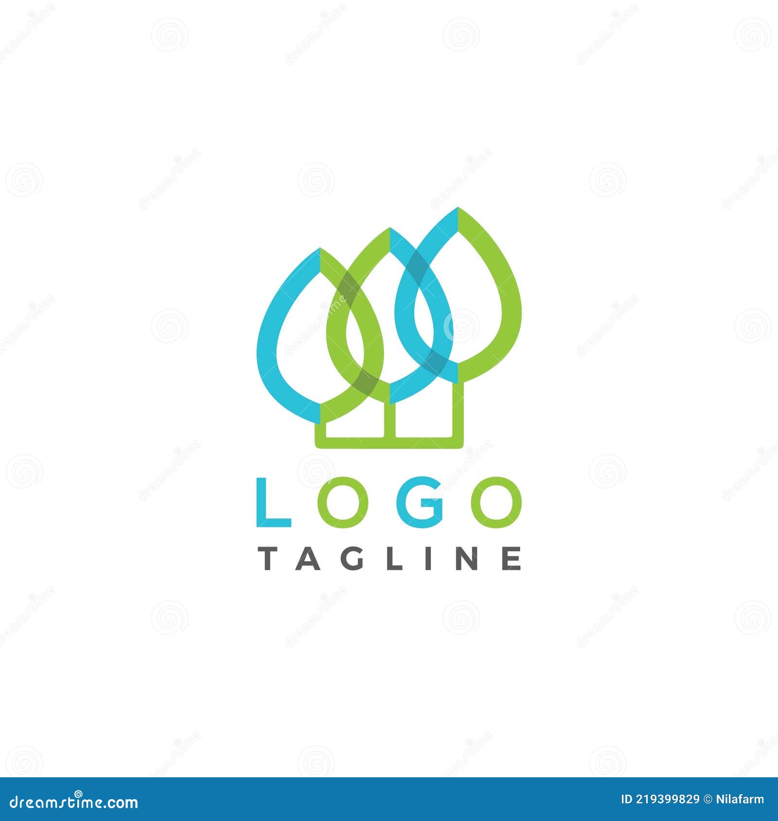 Three Mint Trees Logo Icon Environmental Design Vector Stock Vector ...