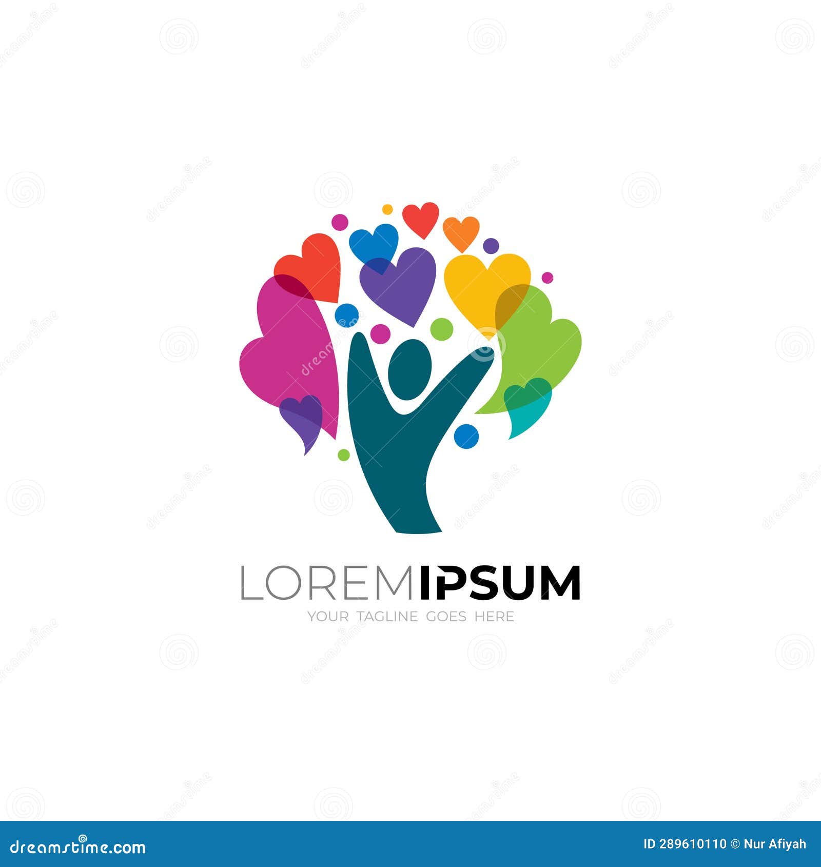 Tree Logo with Charity Design Template, Hand and People Icons Stock ...