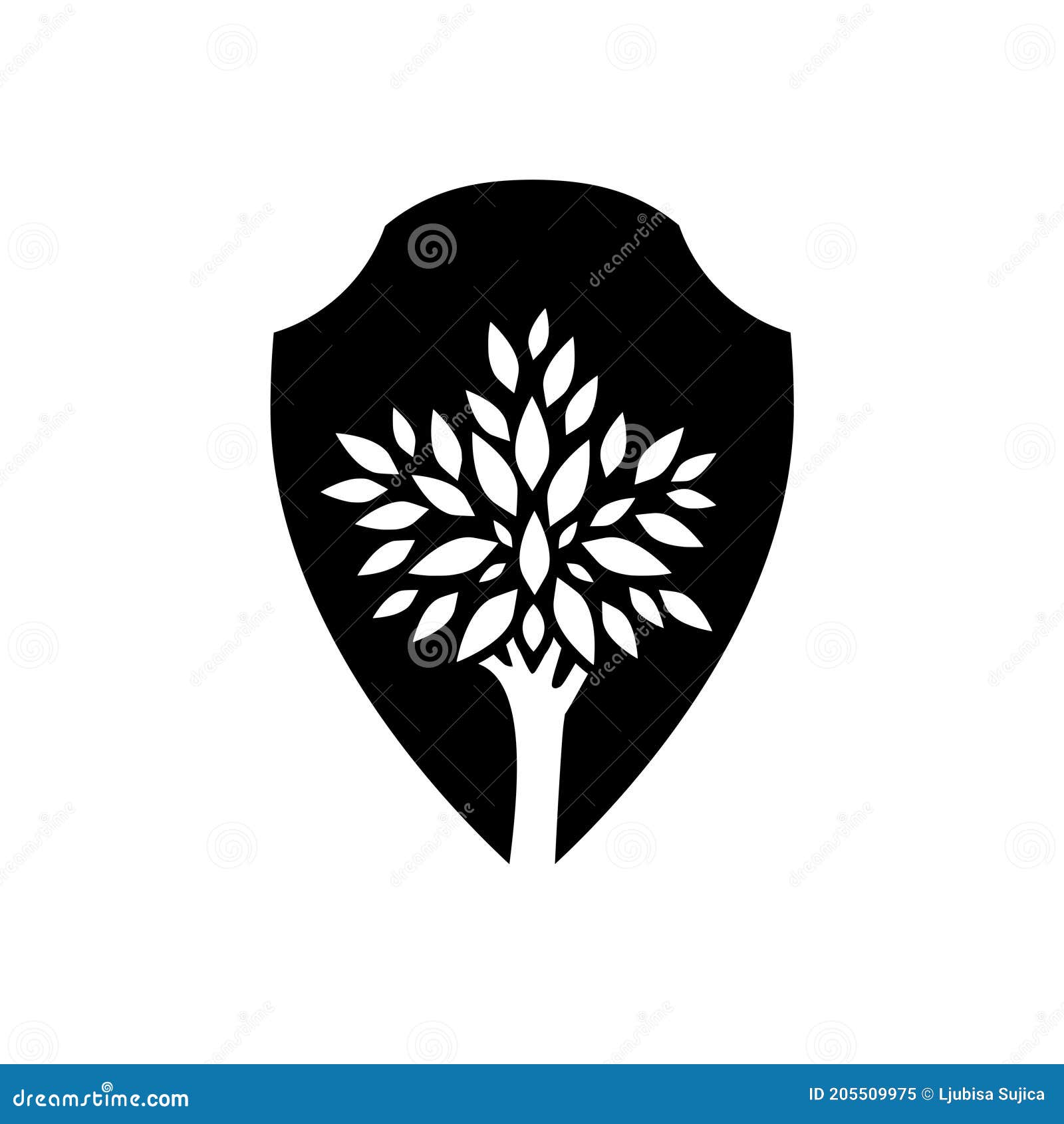 Tree Logo Design with Shield Concept Design Isolated on White ...