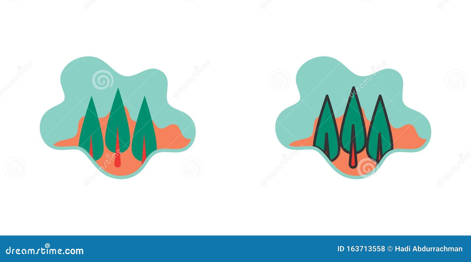 Tree Logo Flat Cartoon Decorative Icon on White Background. Isolated ...