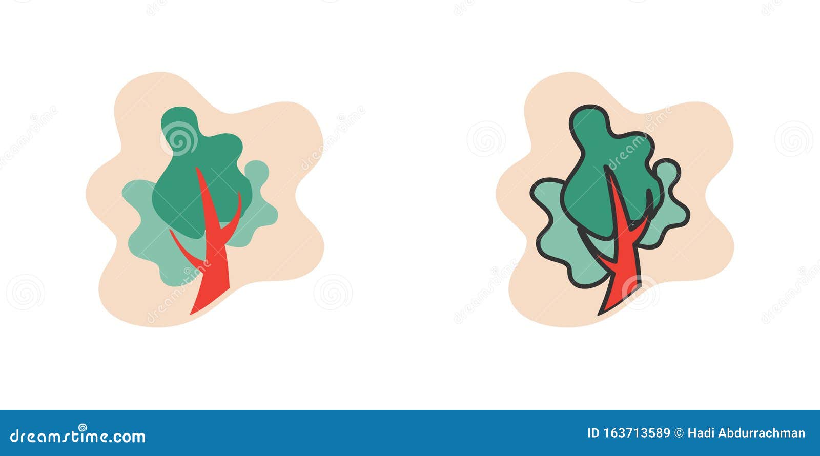 Tree Logo Flat Cartoon Decorative Icon on White Background. Isolated ...