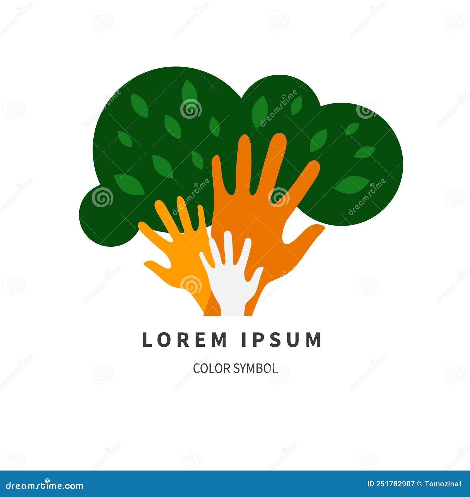 Tree logo with hands stock vector. Illustration of business - 251782907