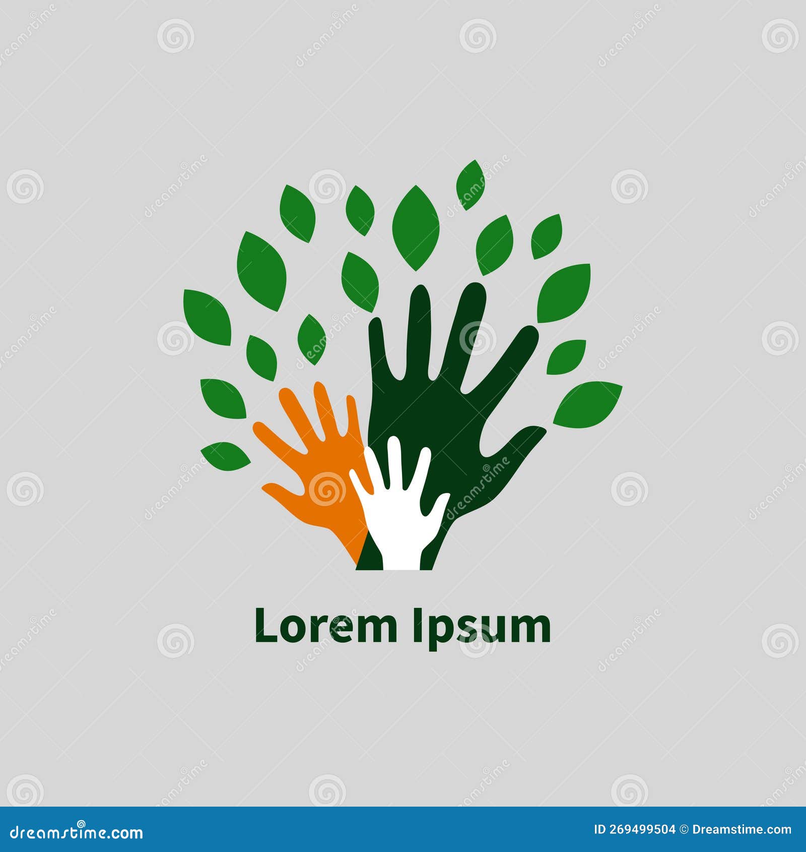 Tree logo with hands stock vector. Illustration of design - 269499504