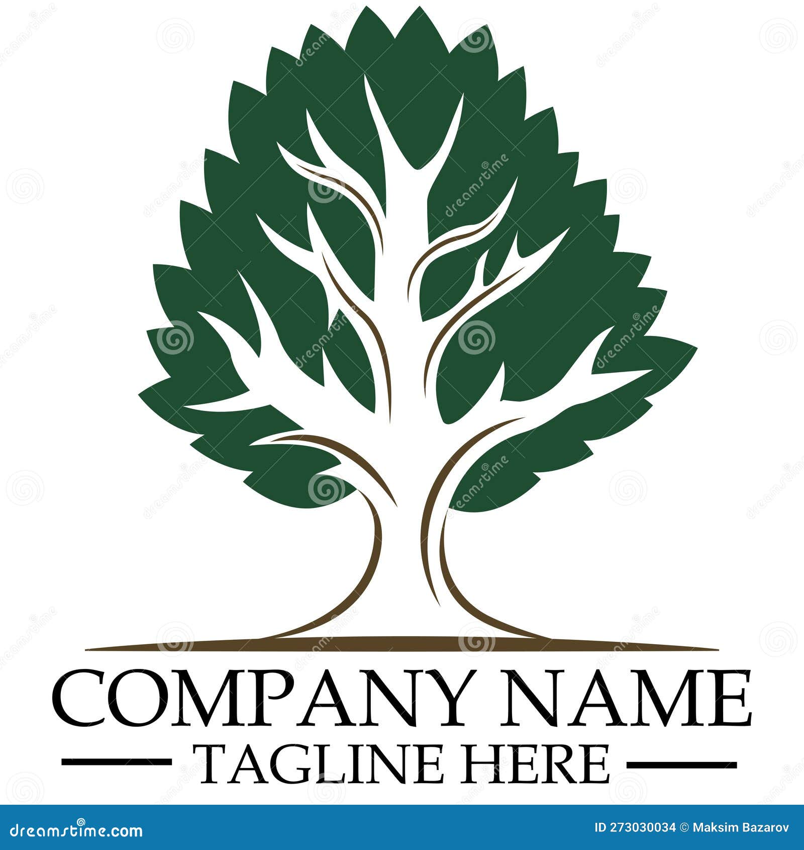 Tree Logo Illustration. Vector Silhouette of a Tree. Stock Vector ...