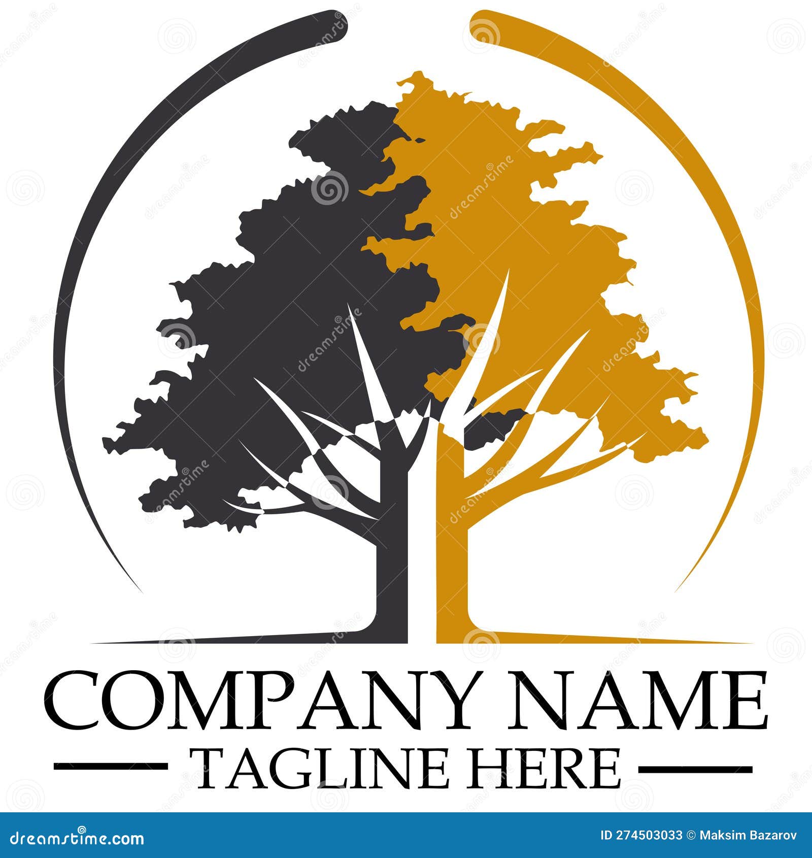 Tree Logo Illustration. Vector Silhouette of a Tree. Stock Vector ...