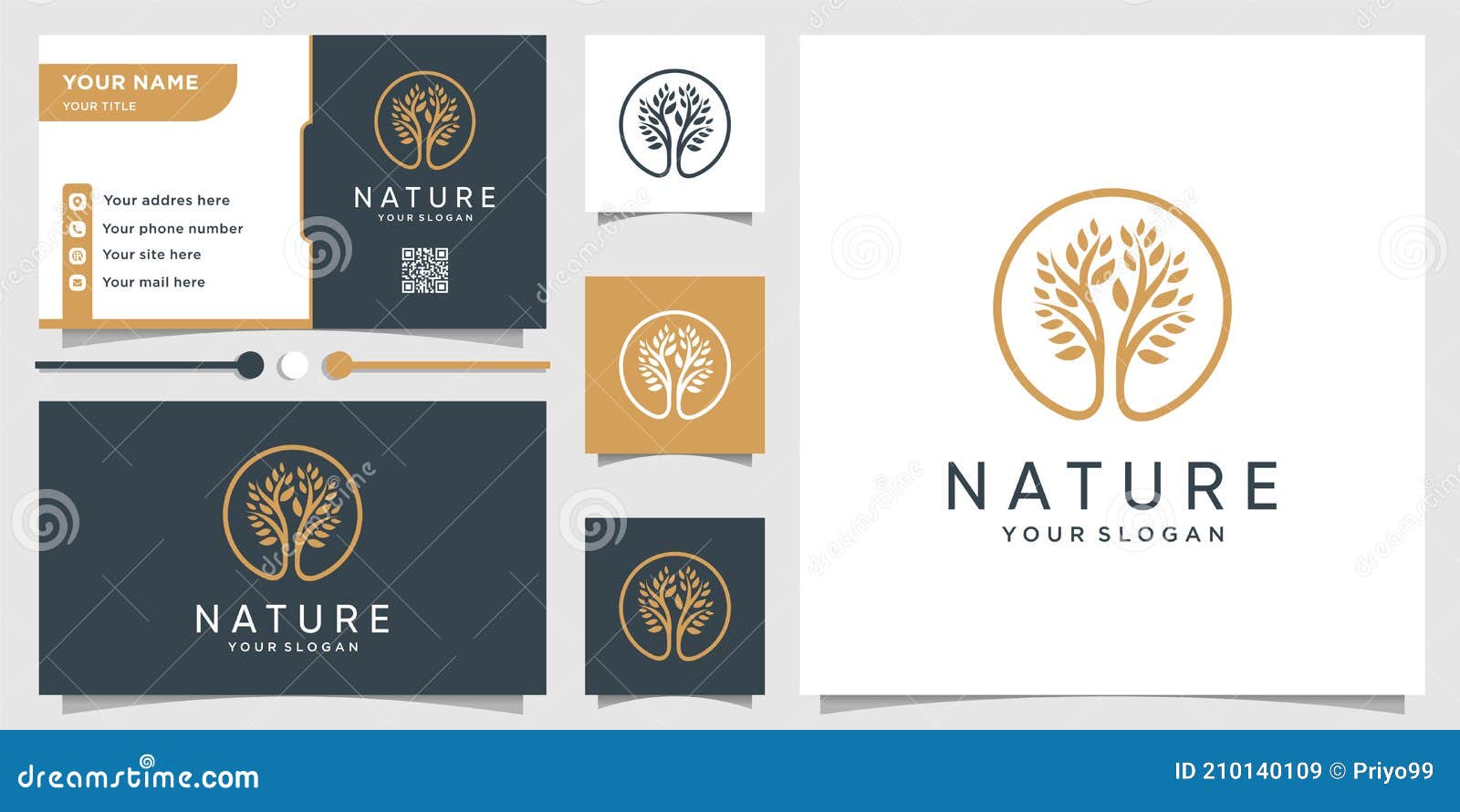 Tree Logo with Modern Unique Concept and Business Card Design Template ...
