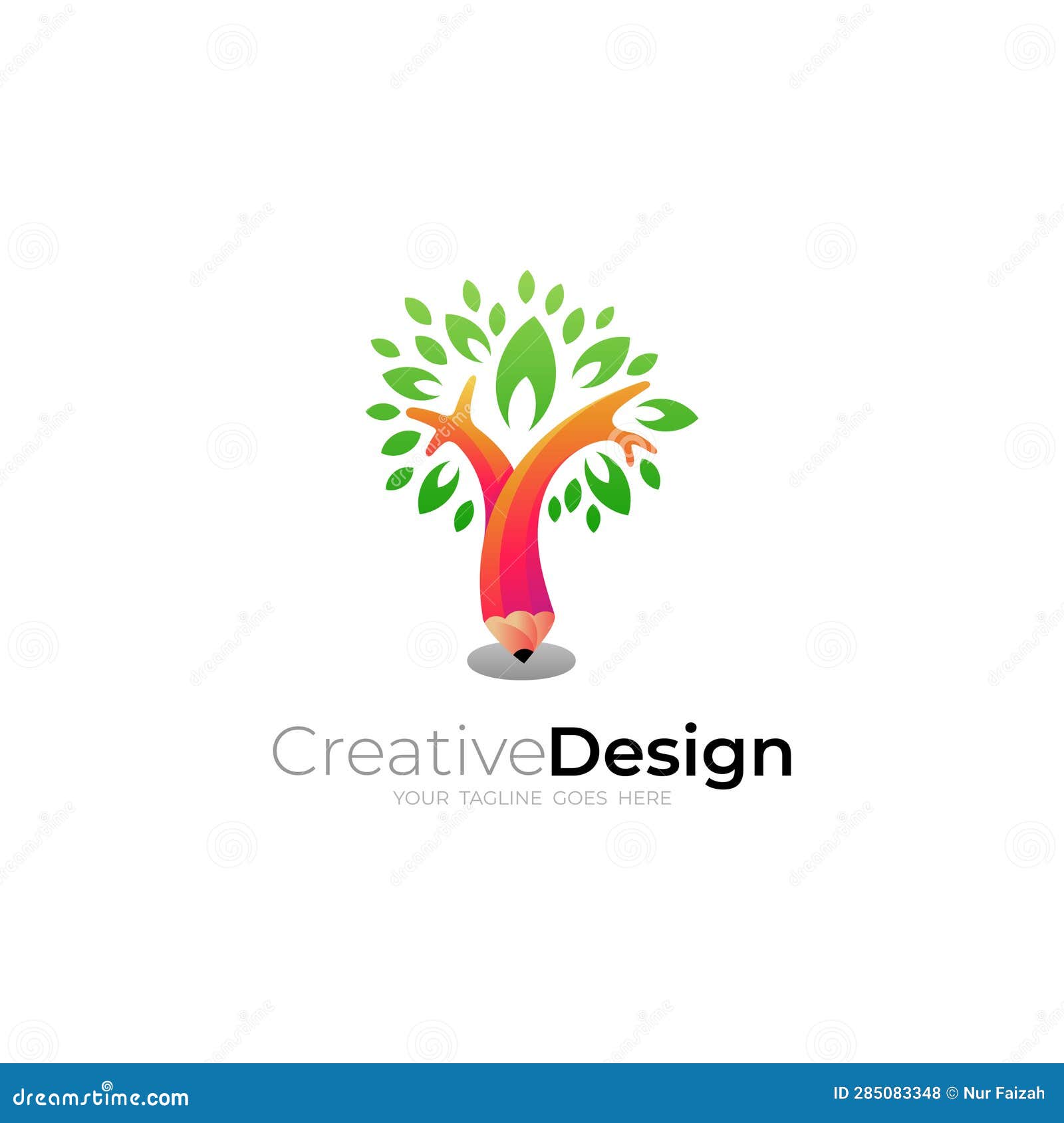 Tree Logo with Pencil Design Education, Tree Icons Stock Illustration ...