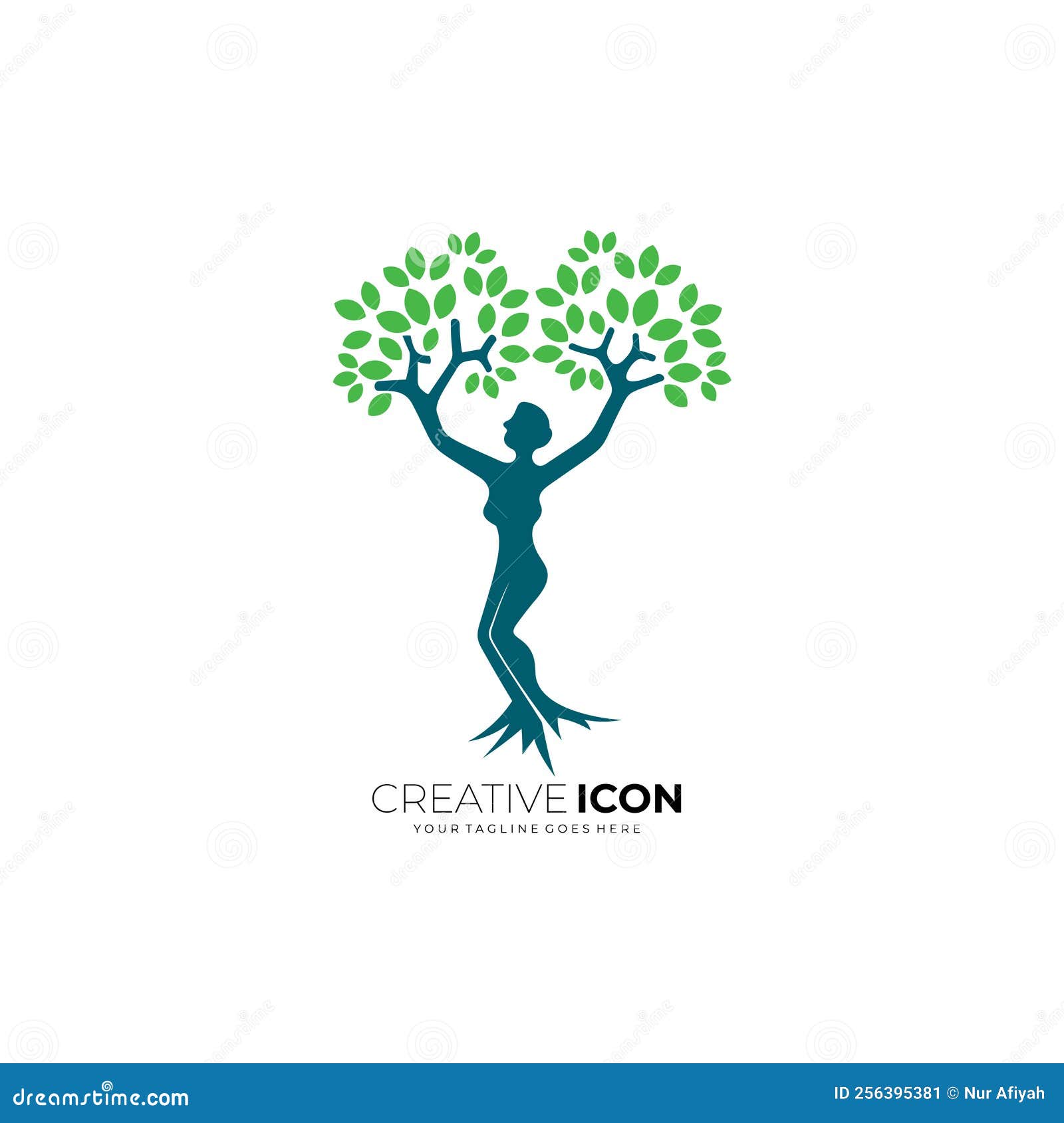 Tree Logo and People Design Nature, Girl and Tree Icon Stock Vector ...