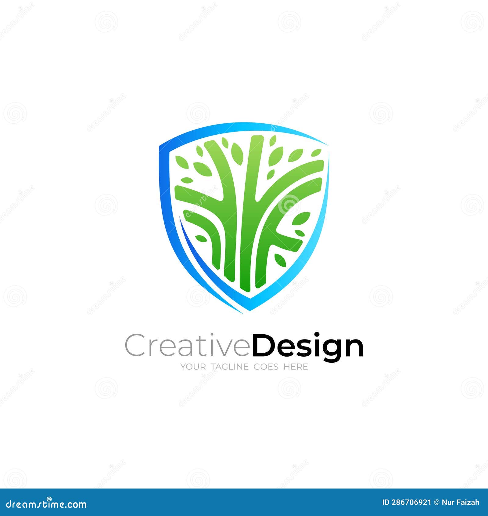 Tree Logo with Shield Design Template, Security Icon Stock Illustration ...