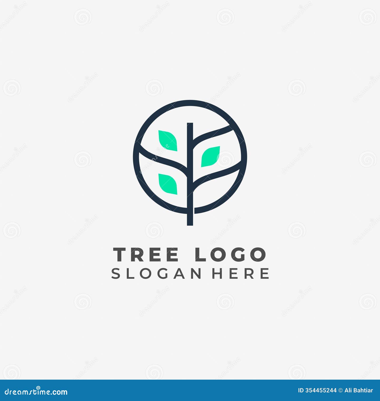Tree Logo Vector in a Circle Symbol of Harmony and Sustainability Stock ...