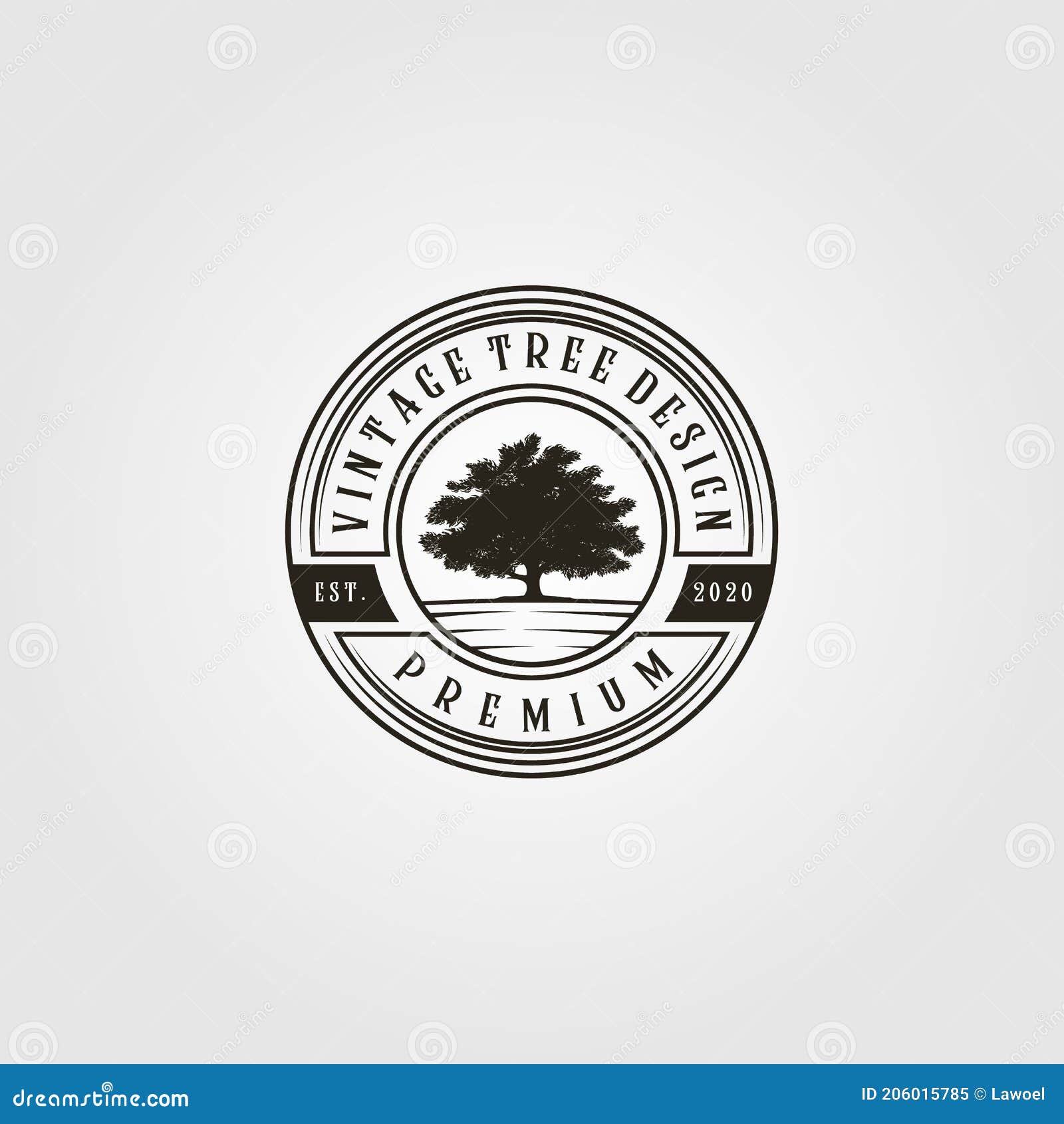 Tree Logo Vintage Vector in Emblem Illustration Design Stock Vector ...
