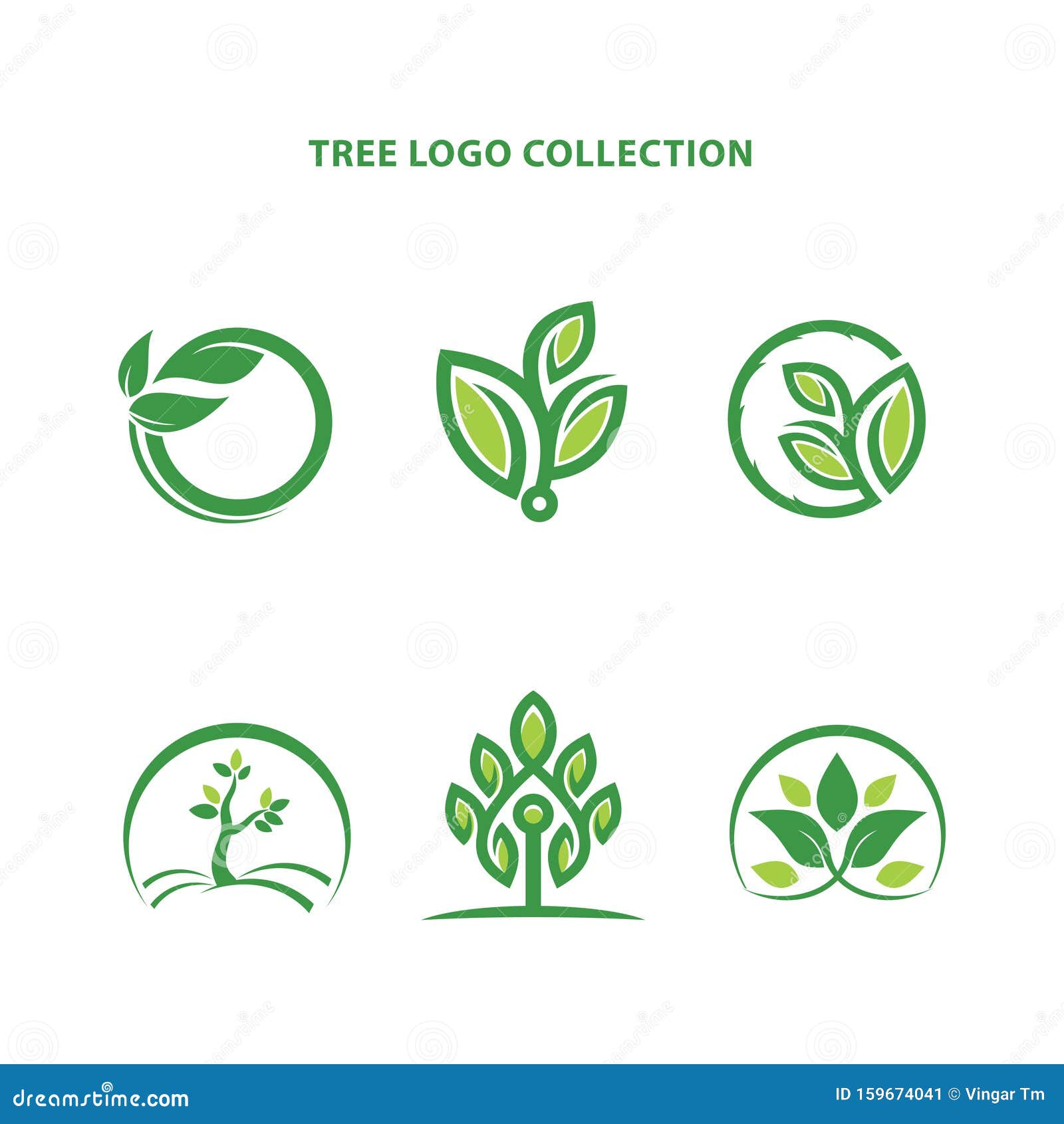 Tree Logos Collection in Flat Style Vector Stock Illustration ...