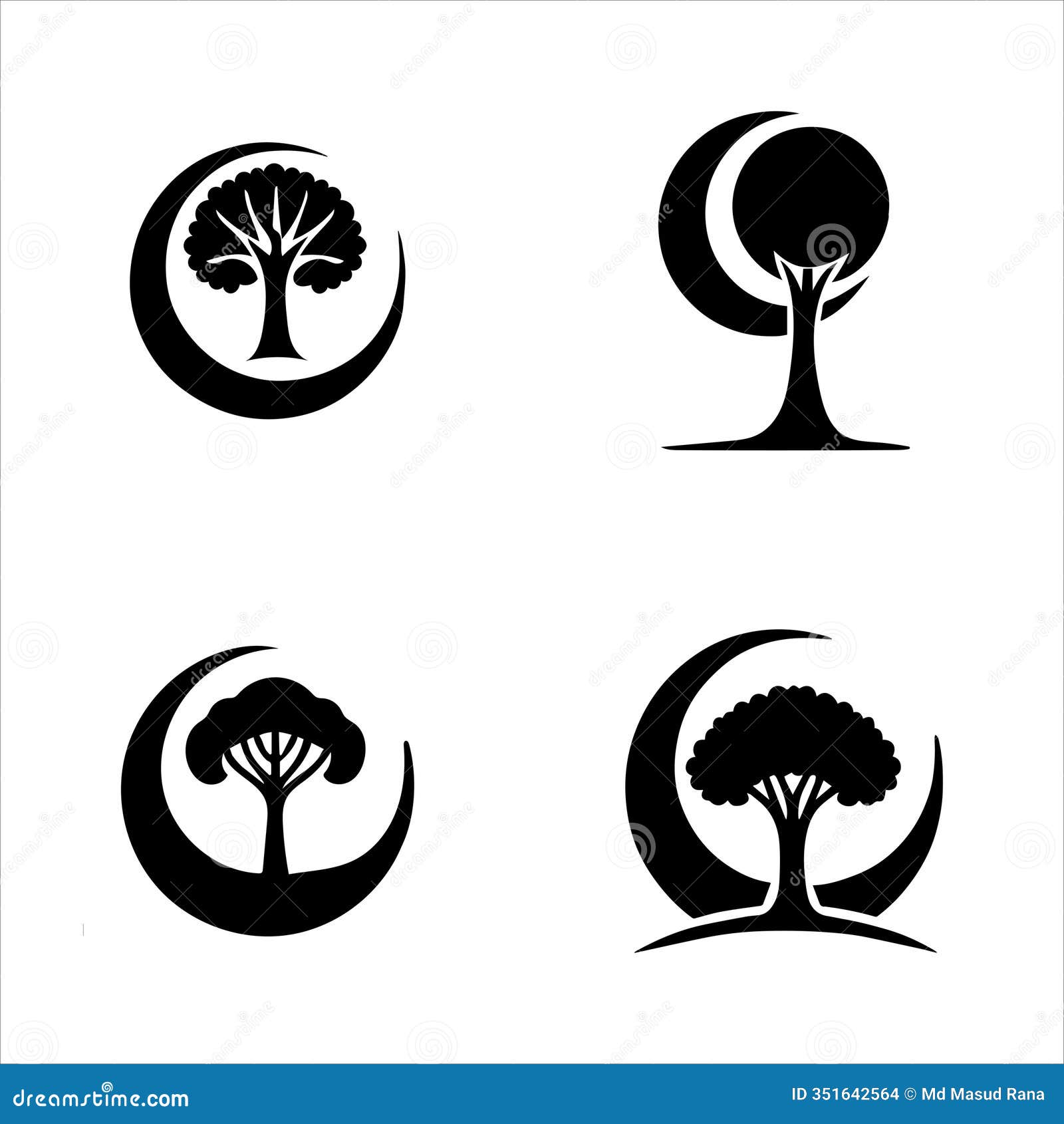 Tree Logos Silhouettes With Vector Eps Illustration | CartoonDealer.com ...