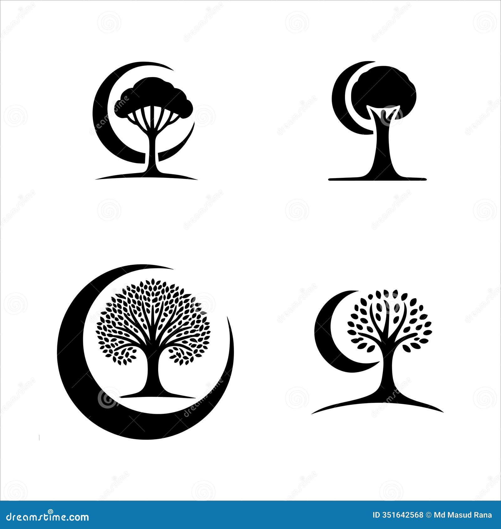 Tree Logos Silhouettes with Vector Eps Illustration Stock Illustration ...