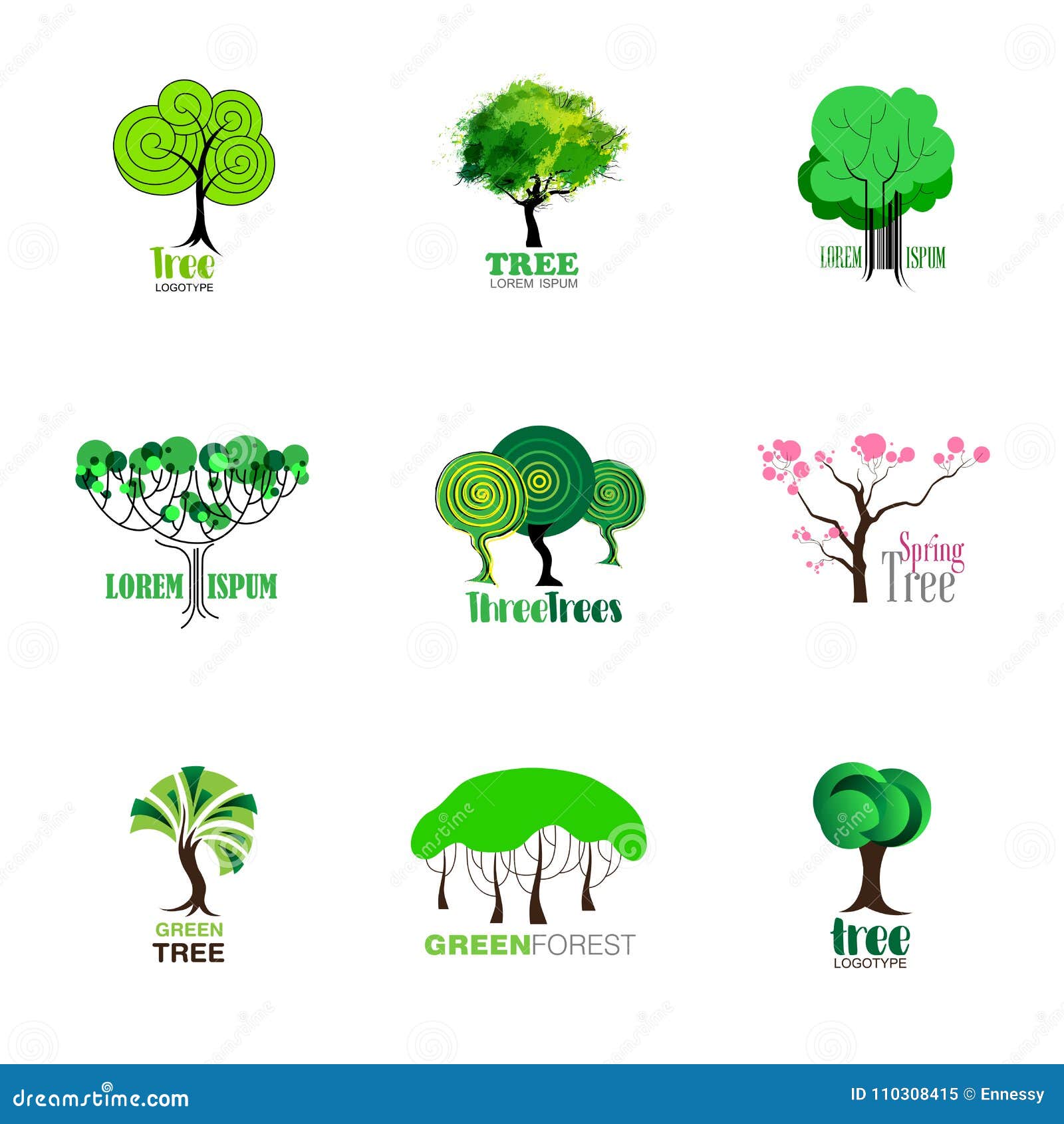 Tree Logotypes Set Template Stock Vector - Illustration of education ...