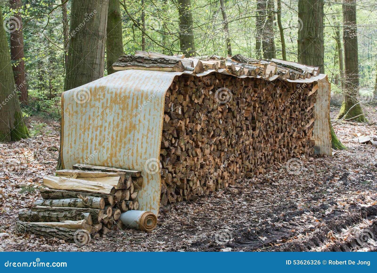 Tree Logs Piled Up Under a Roll Covering Stock Photo - Image of tree ...