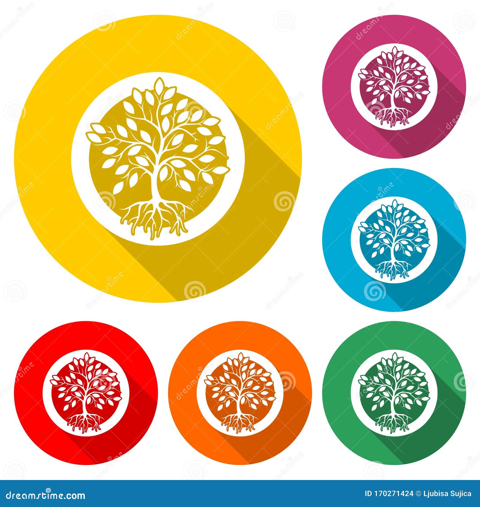 Tree with Long Roots Icon with Long Shadow Stock Vector - Illustration ...