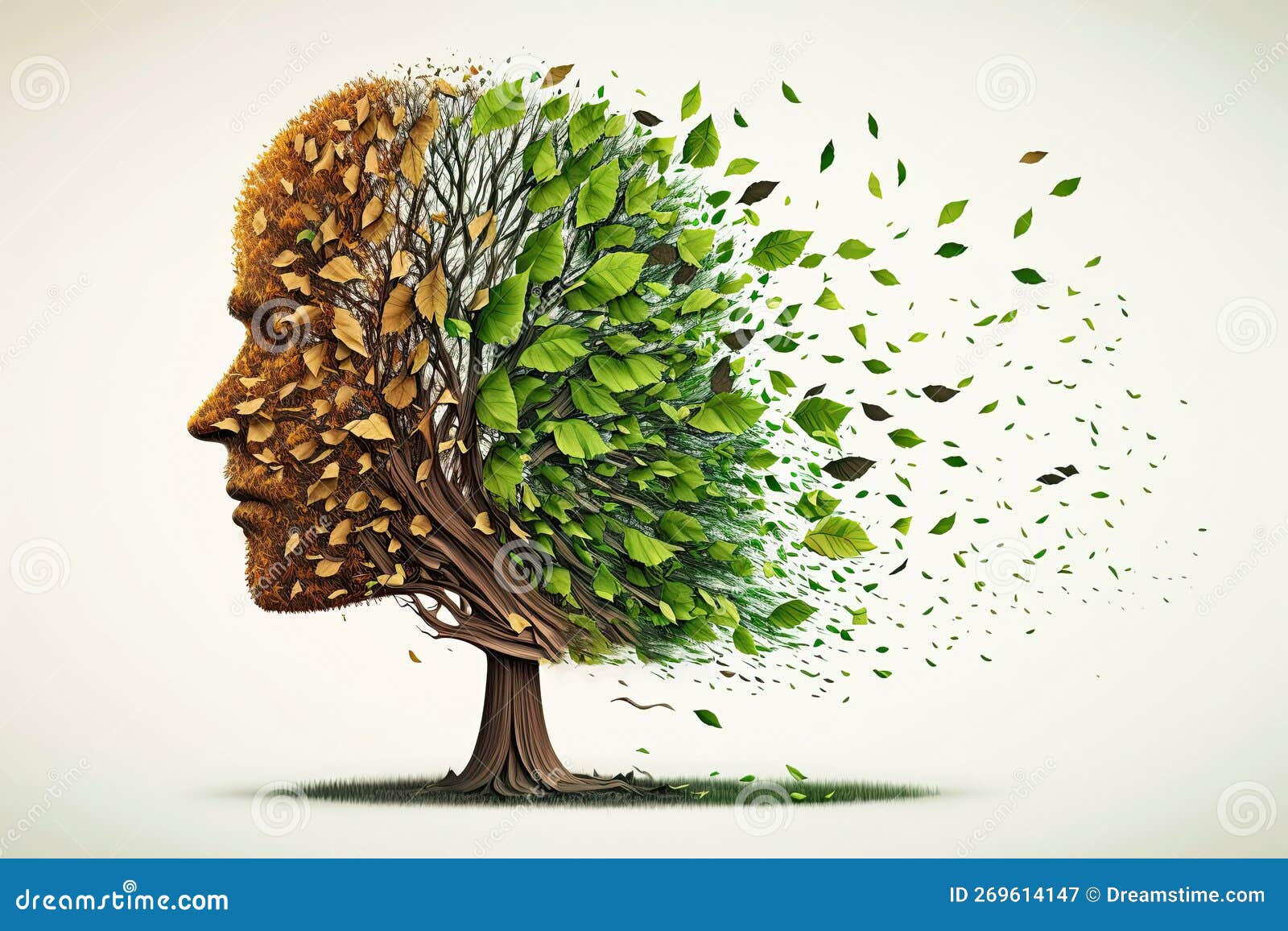 Tree Losing Leaves As Alzheimer Disease Stock Illustration ... Tree Losing Leaves As Alzheimer Disease Stock Illustration ...