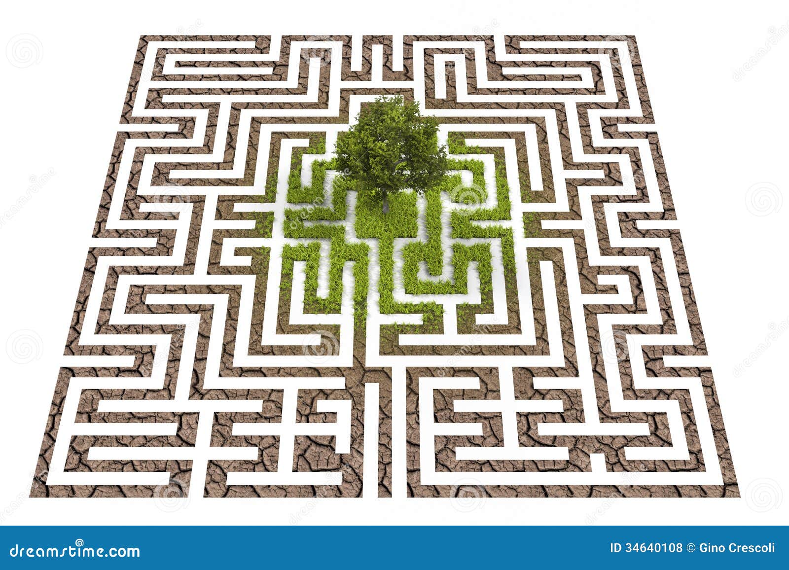 Tree Lost in Endless Labyrinth Stock Illustration - Illustration of ...