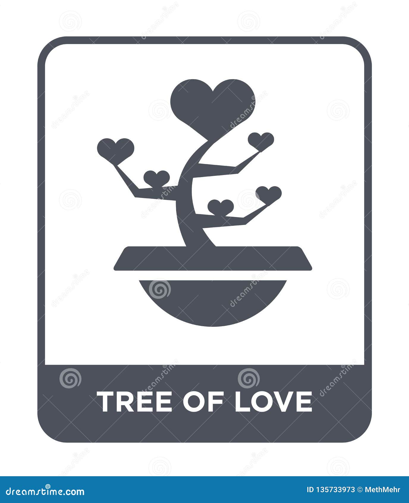 Tree of Love Icon in Trendy Design Style. Tree of Love Icon Isolated on ...
