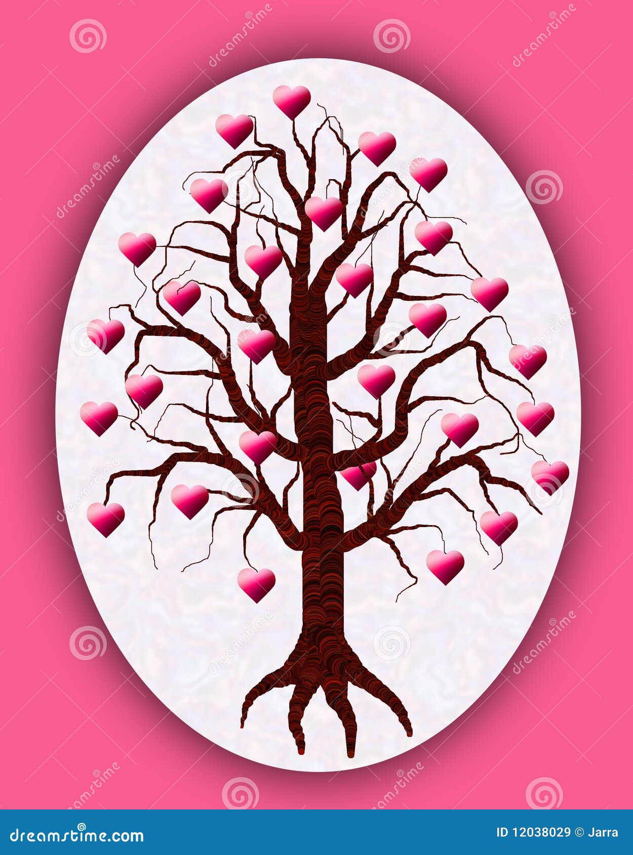 Tree of Love with Pink Hearts on it Stock Illustration - Illustration ...