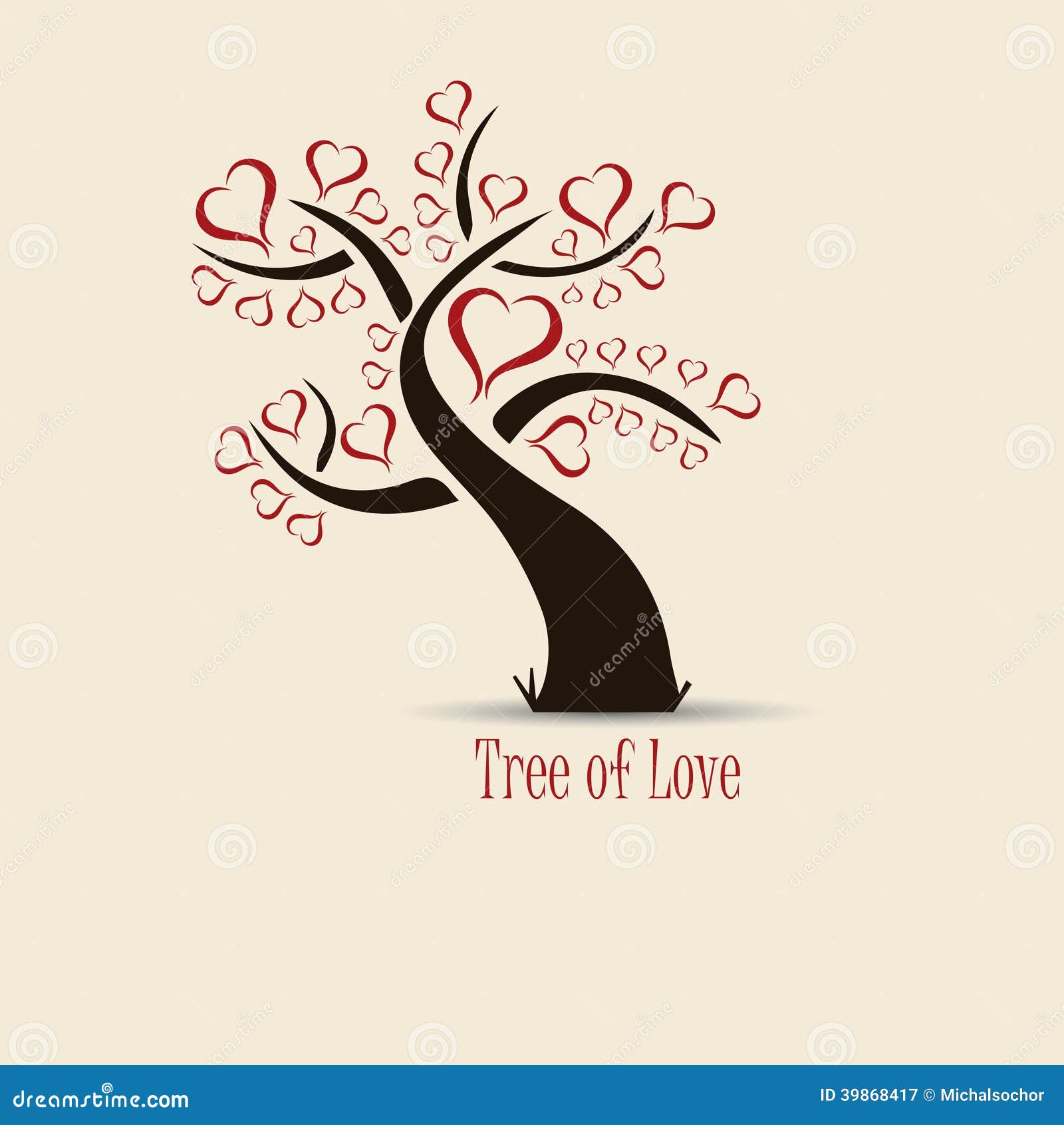Tree of love stock vector. Illustration of heart, leaf - 39868417