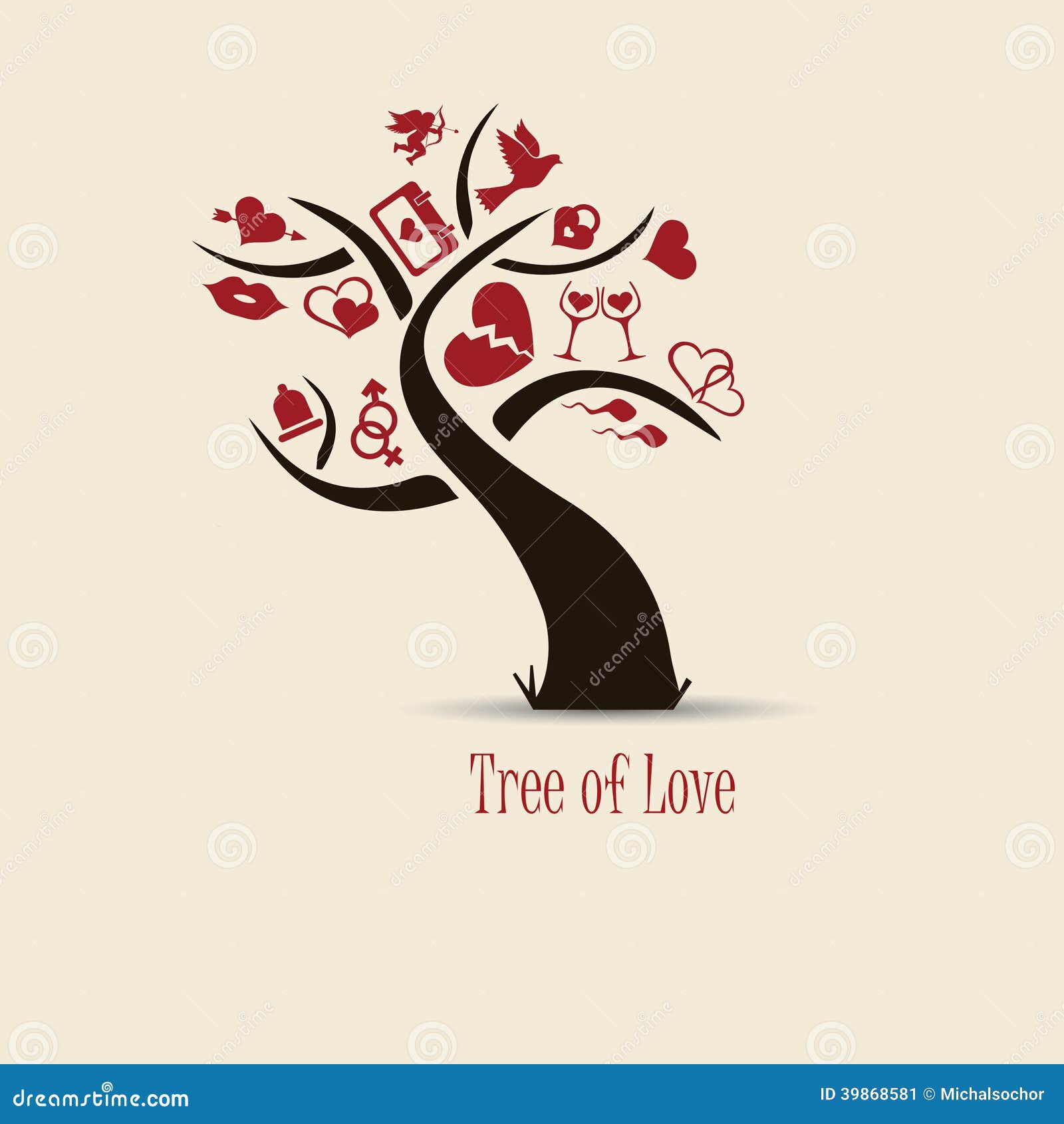 Tree of love stock vector. Illustration of holiday, black - 39868581