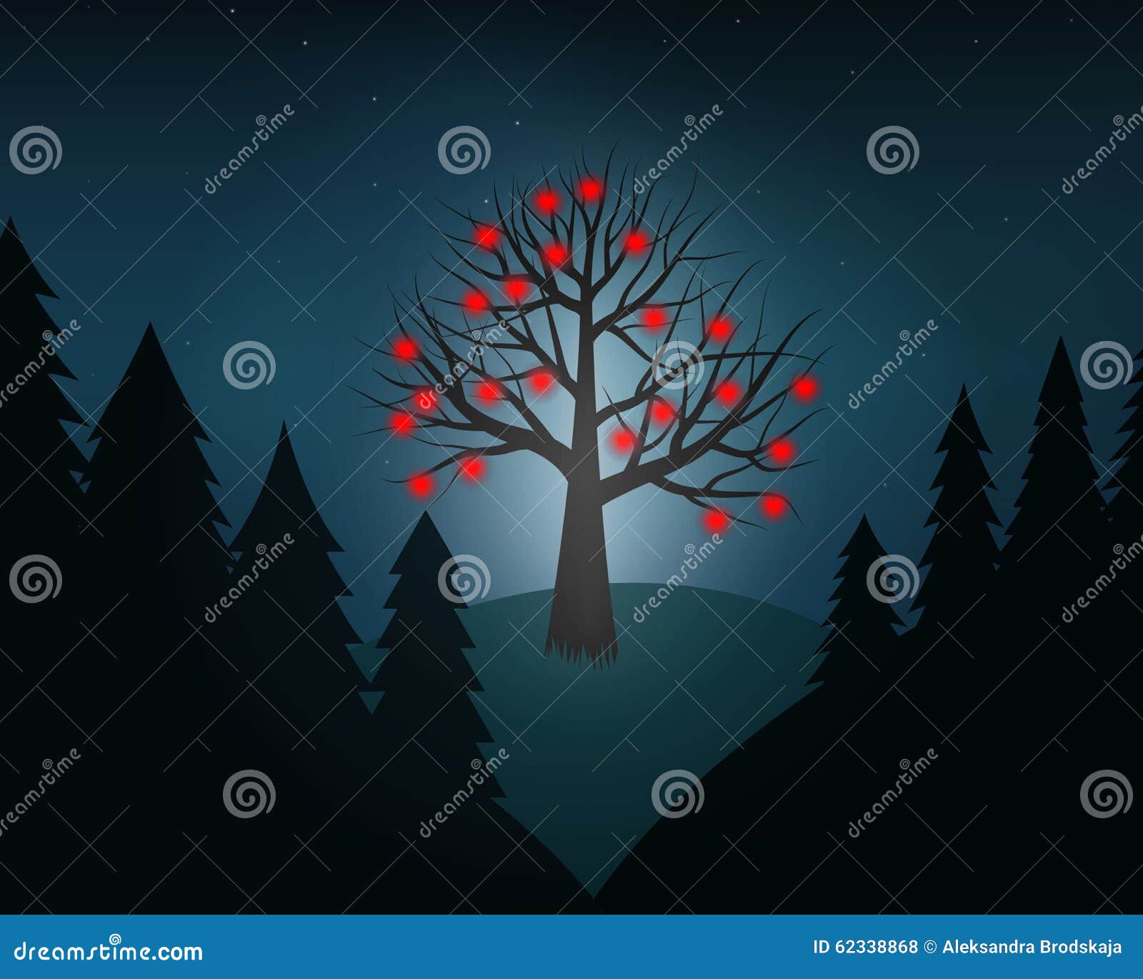 A tree of love stock vector. Illustration of hills, shining - 62338868