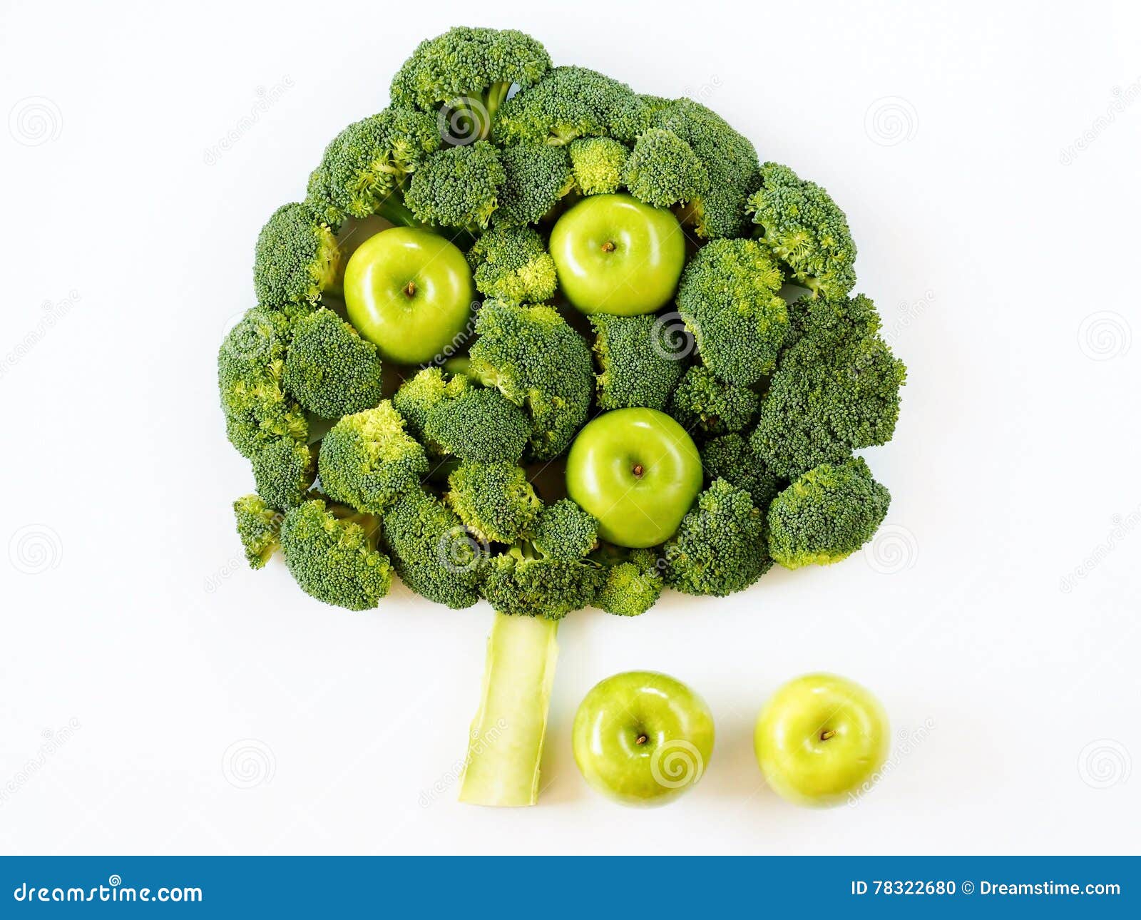 Tree Made with Broccoli and Apples Stock Photo - Image of broccoli ...