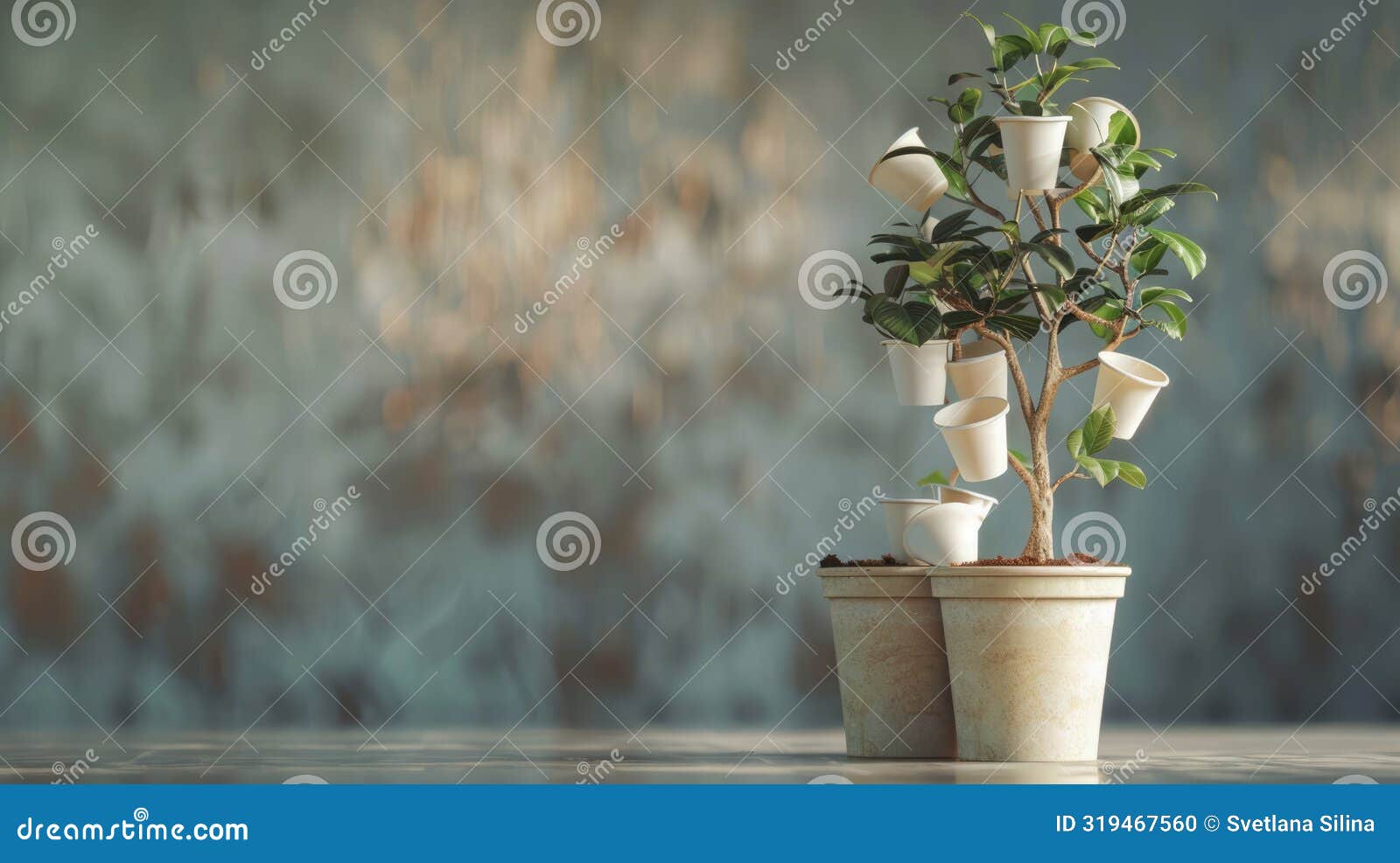 Tree Made of Coffee Cups, Representing the Shift Towards Reusable ...