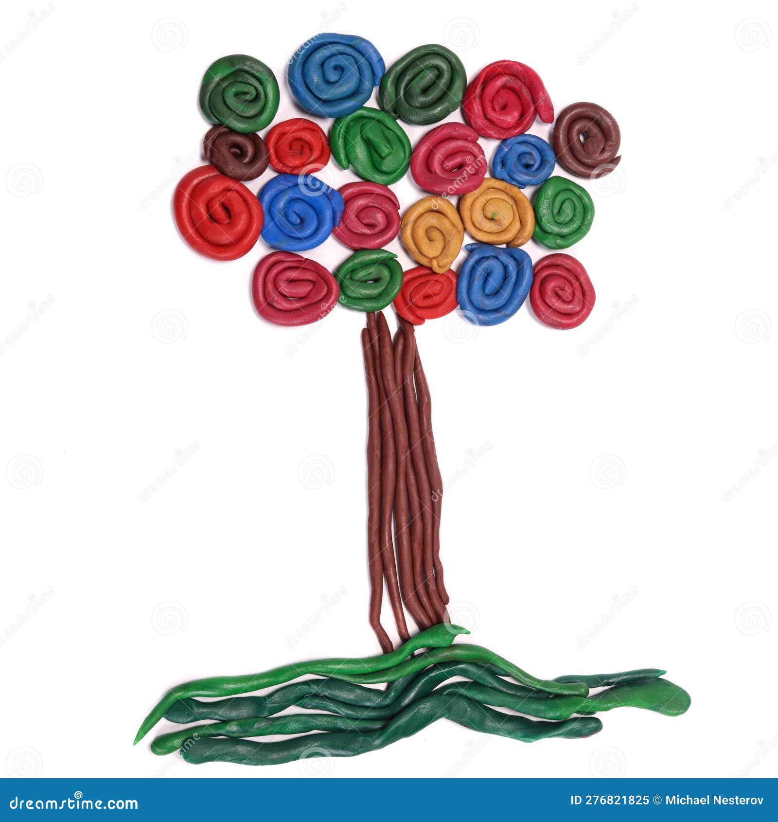 Tree Made of Colored Plasticine Isolated on White Stock Image - Image ...