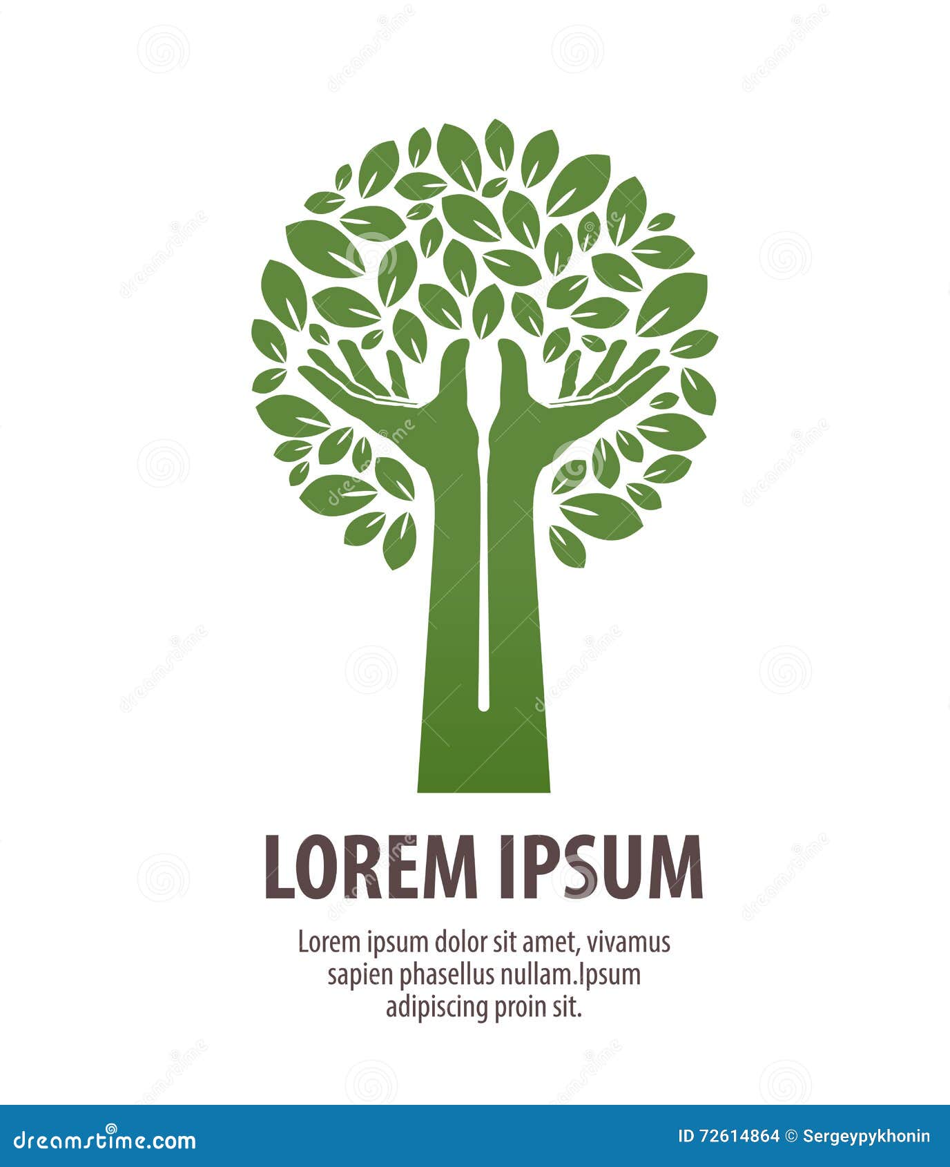 Tree Made Hands And Leaves Nature Logo Or Ecology Icon Symbol Stock