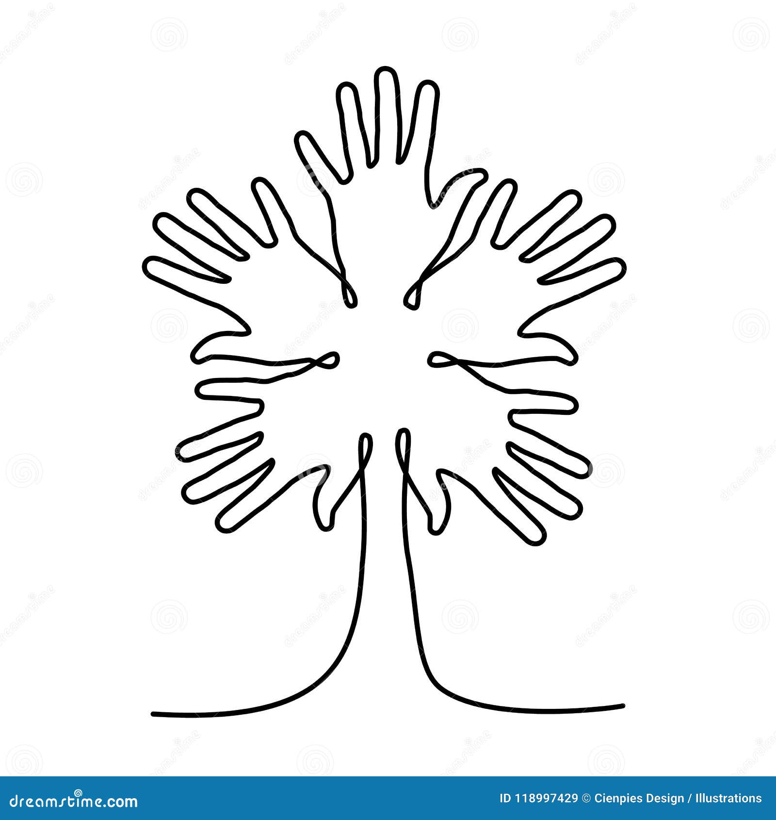 Tree Made of Human Hand for Community Help Stock Vector - Illustration ...