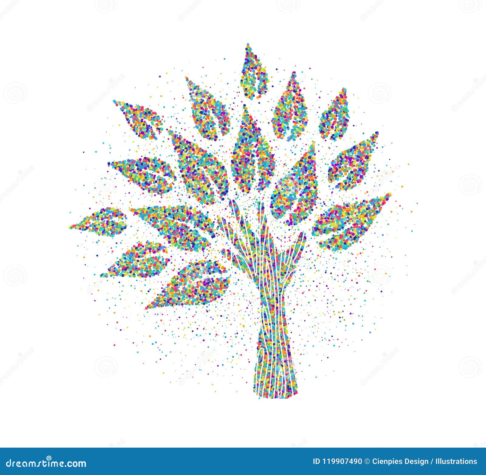 Human Hand Tree Made of Colorful Particles Stock Vector - Illustration ...