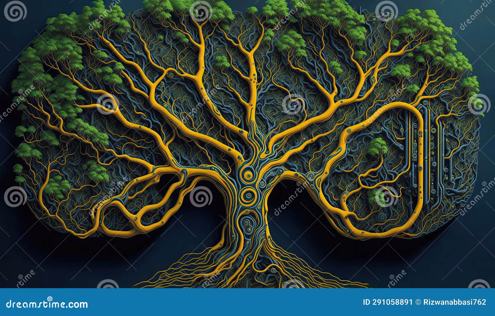 A Tree Made of Intertwining Circuitry Symbolizes the Harmony between ...
